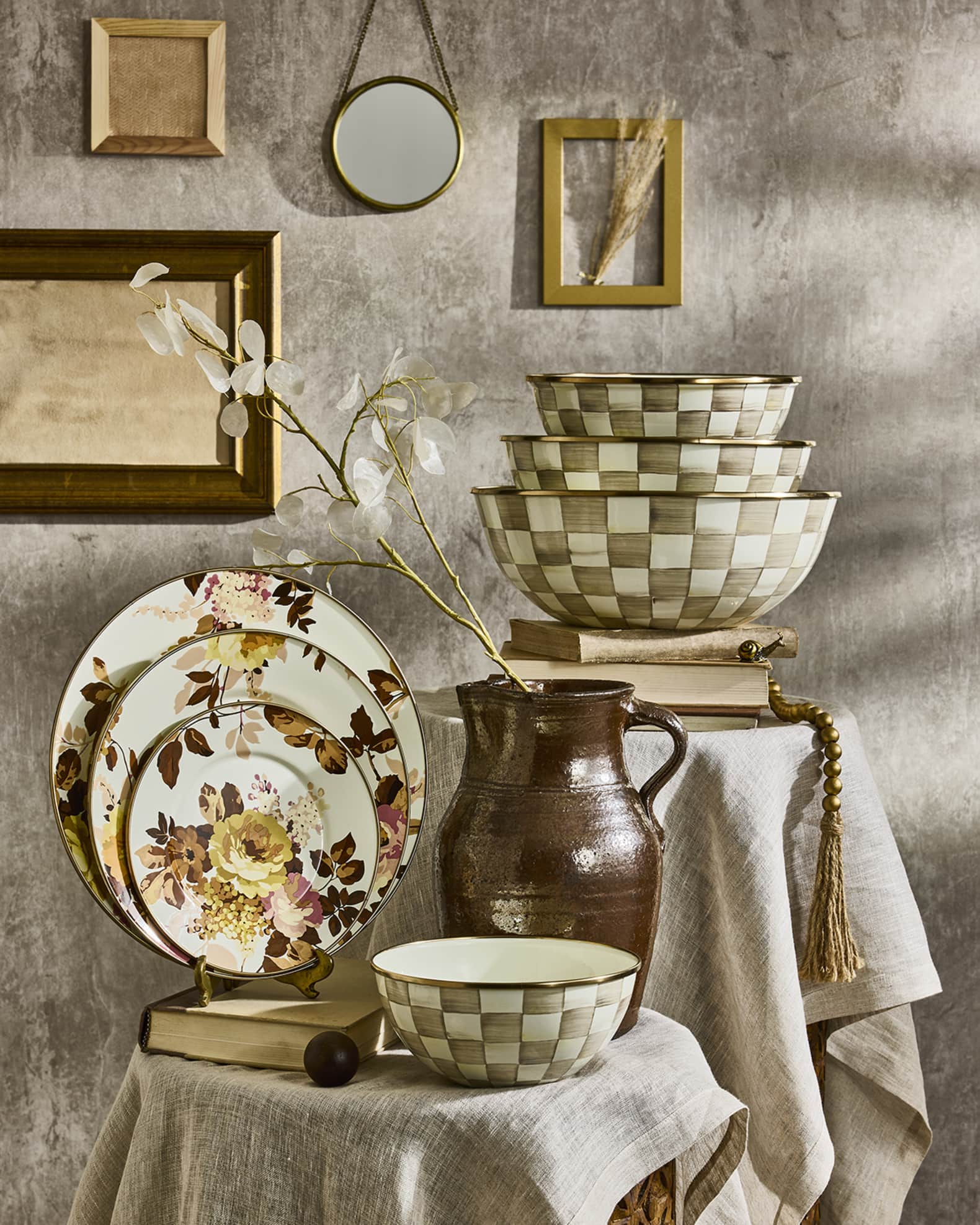 Mocha Check Everyday Bowl Collection | Neiman Marcus