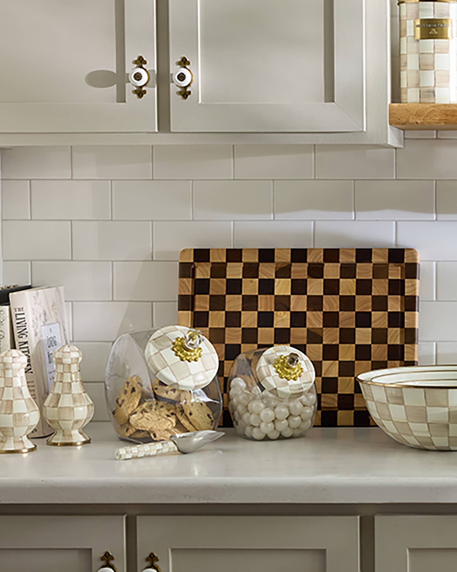 MacKenzie-Childs Cookie Jar with Mocha Check Lid | Neiman Marcus