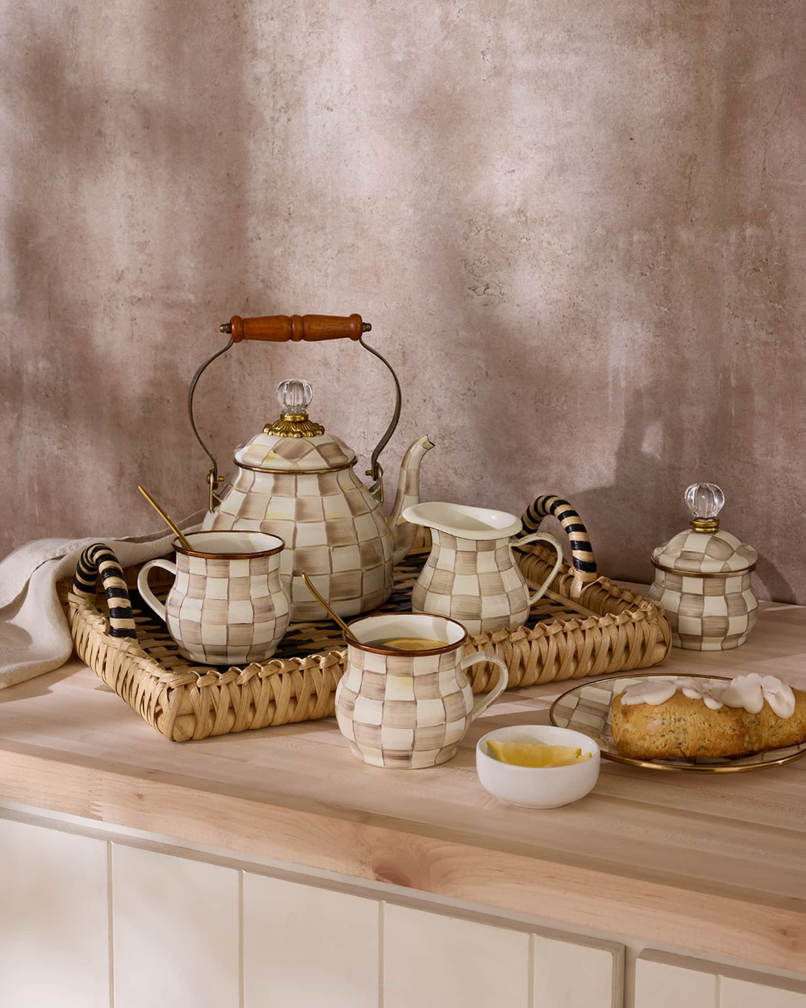 MacKenzie-Childs Mocha Check Salad Plate | Neiman Marcus