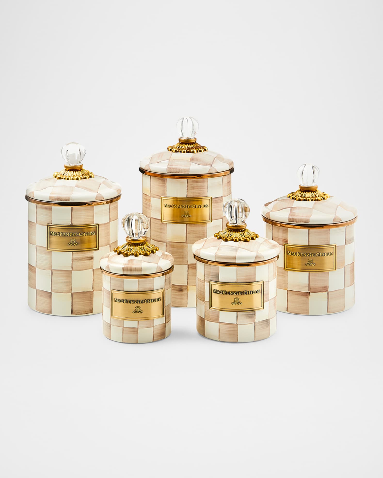 MacKenzie-Childs Mocha Check Large Canister | Neiman Marcus