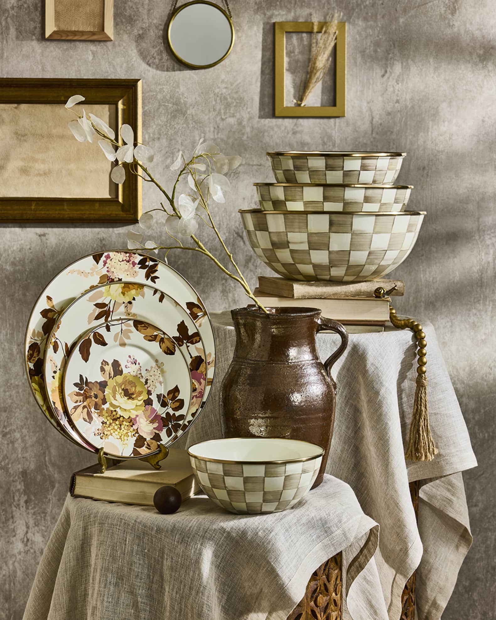 MacKenzie-Childs Mocha Check Extra Large Everyday Bowl | Neiman Marcus