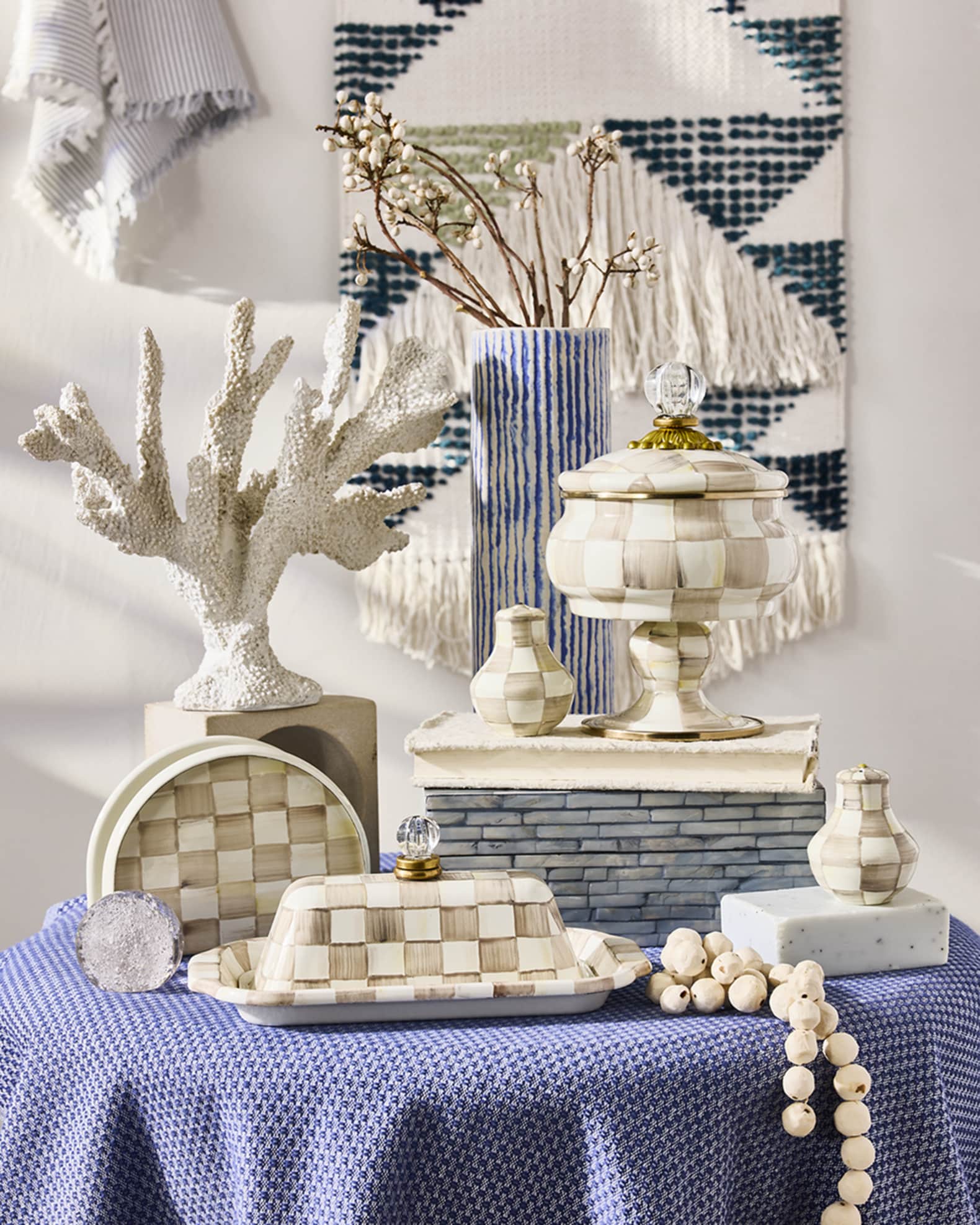 MacKenzie-Childs Mocha Check Curiosity Pot | Neiman Marcus