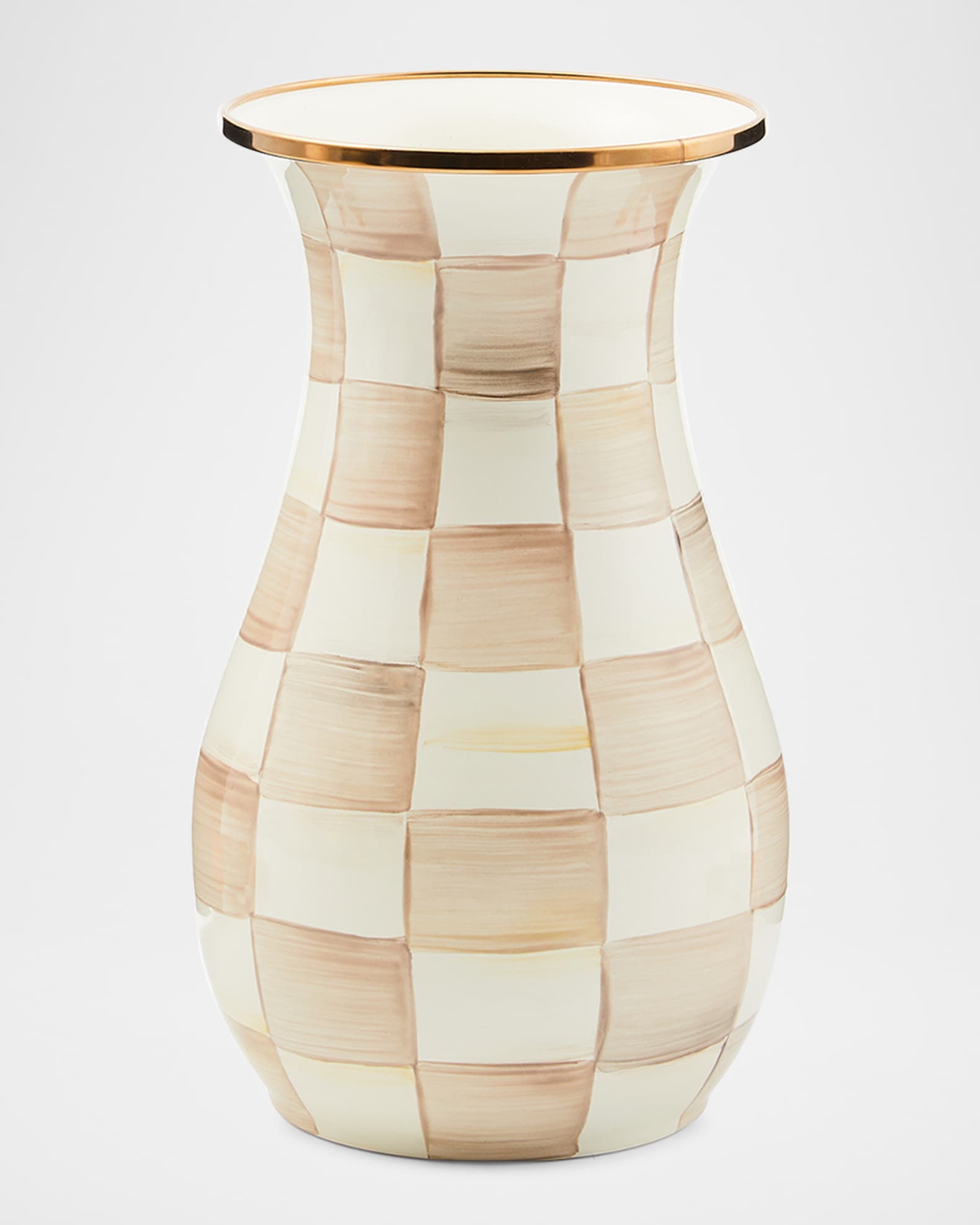 MacKenzie-Childs Mocha Check Tall Vase | Neiman Marcus