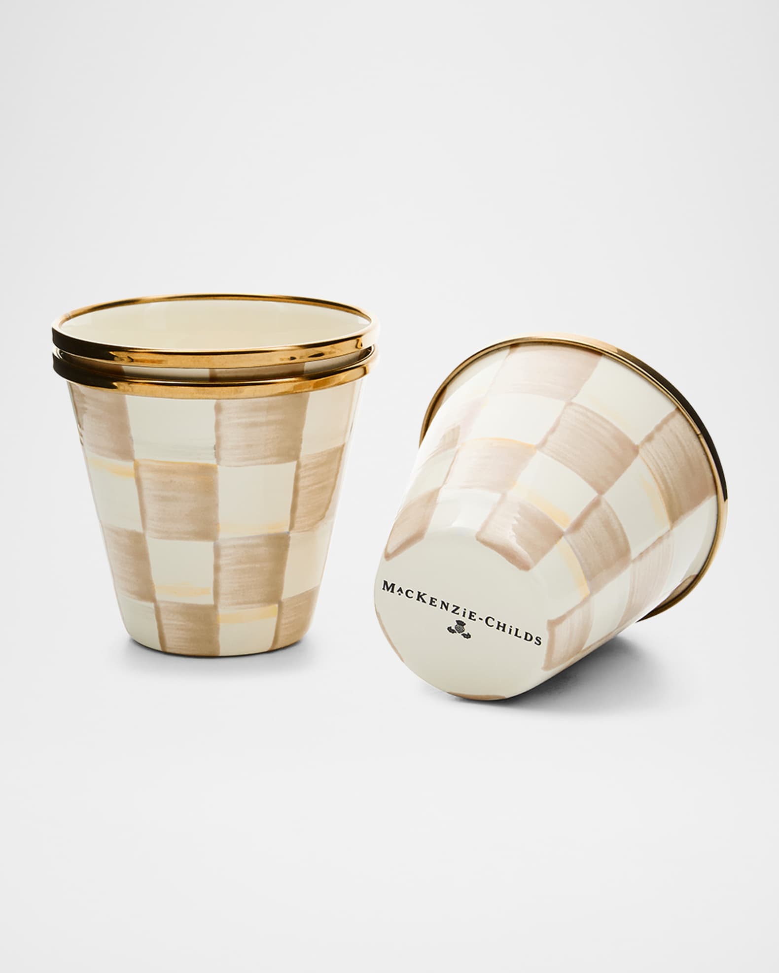 MacKenzie-Childs Mocha Check Herb Pots, Set of 3 | Neiman Marcus