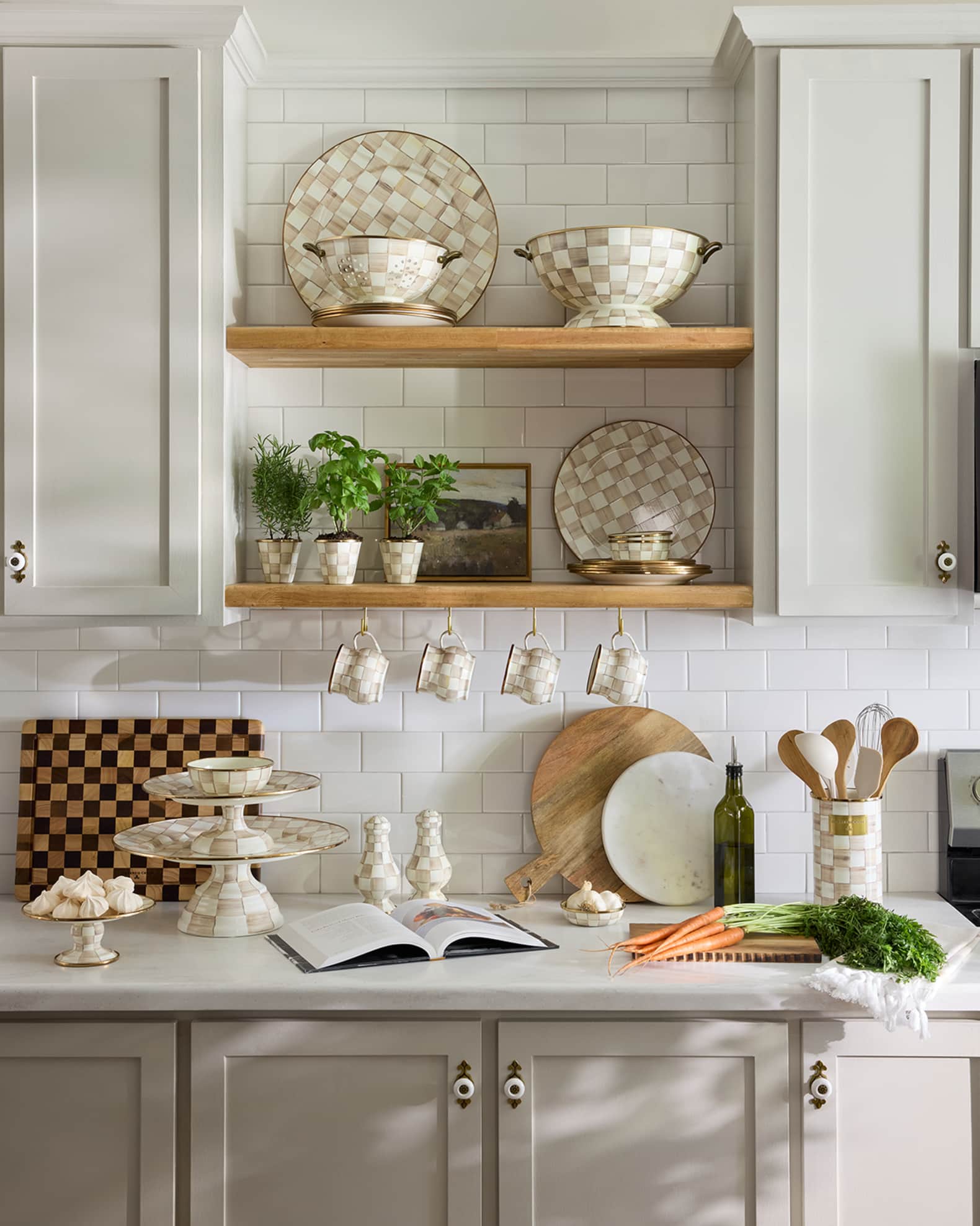 MacKenzie-Childs Mocha Check Herb Pots, Set of 3 | Neiman Marcus