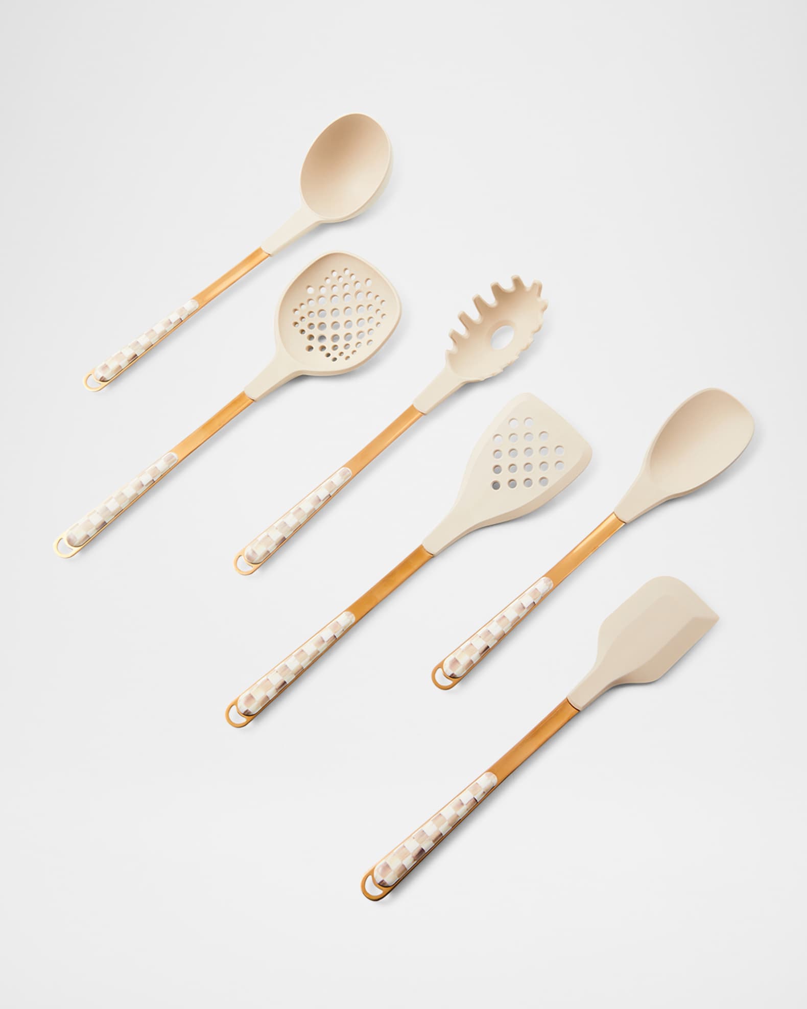 MacKenzie-Childs Mocha Check Utensil Caddy Set | Neiman Marcus