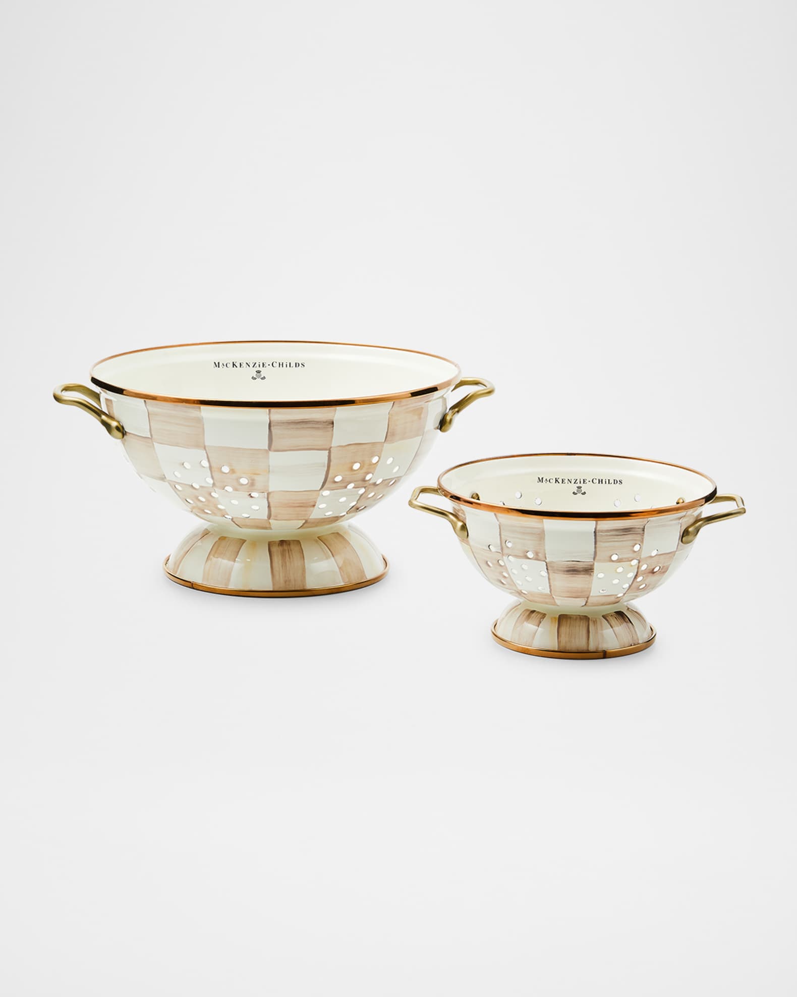 MacKenzie-Childs Mocha Check Large Colander | Neiman Marcus