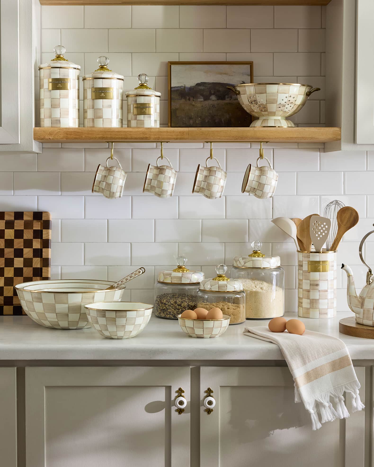 Mocha Check Kitchen Canister Collection | Neiman Marcus