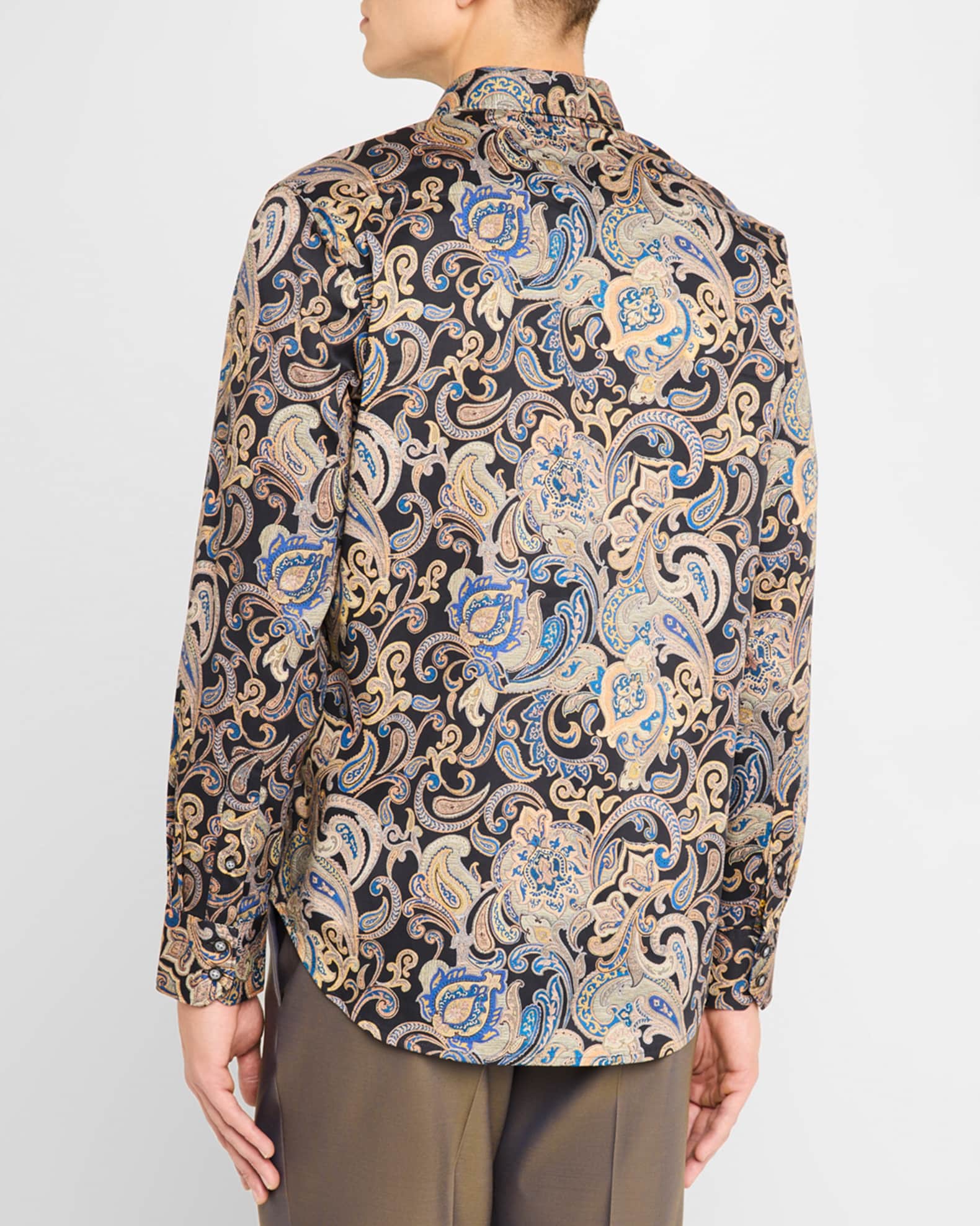 Robert Graham Men's Fitzgerald Satin Stretch Sport Shirt | Neiman Marcus