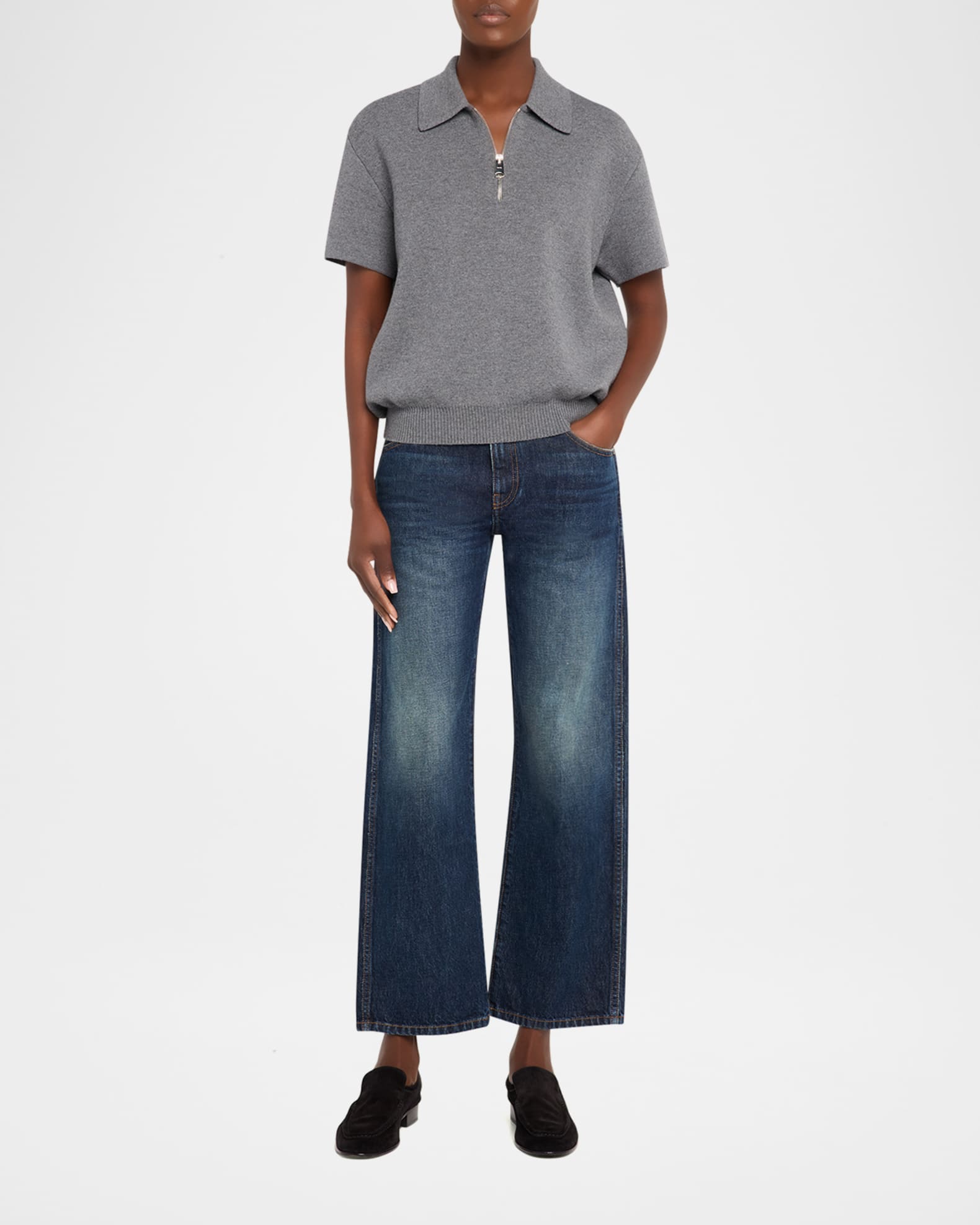 Khaite Kerrie Crop Wide Leg Jeans | Neiman Marcus