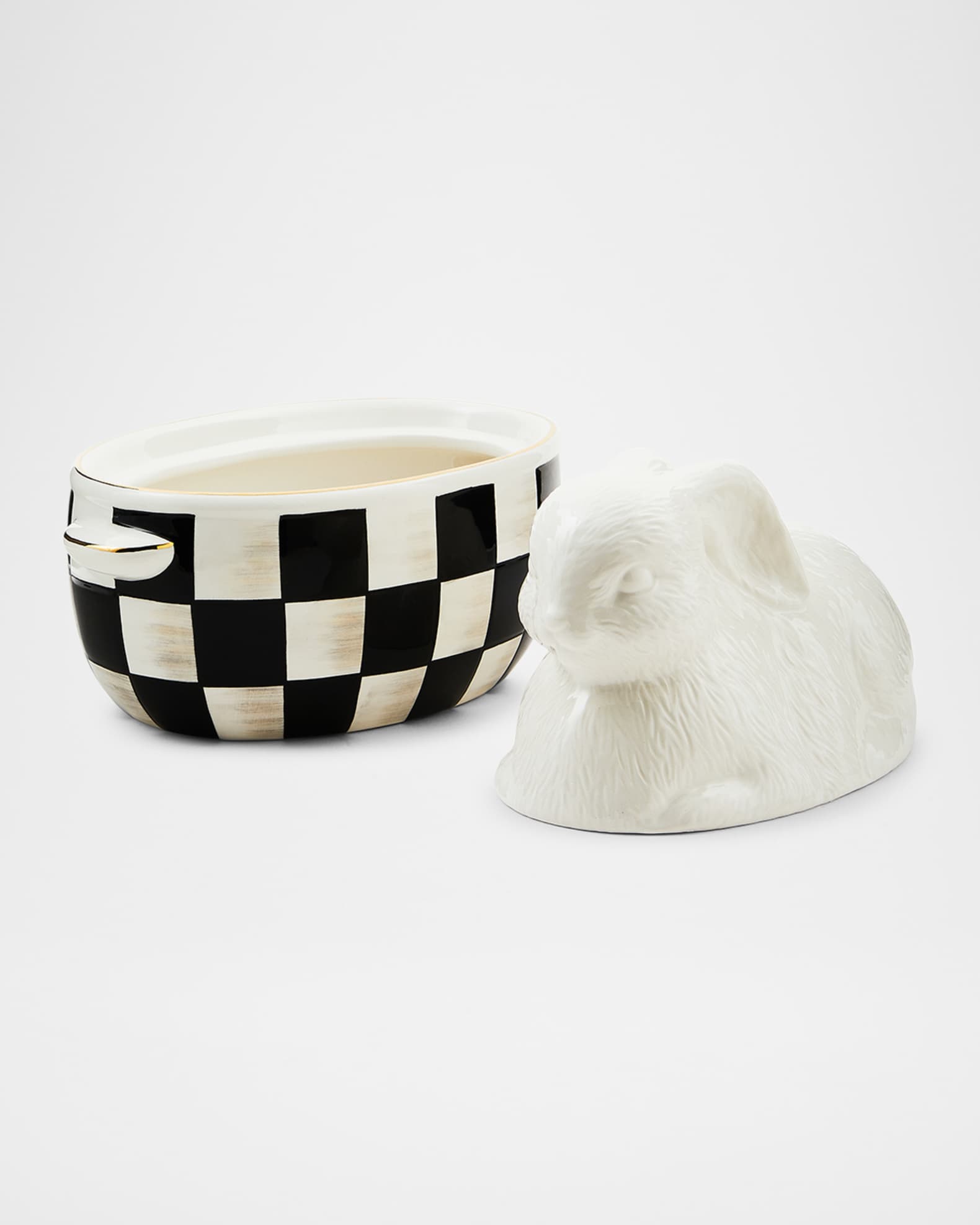 MacKenzie-Childs White Rabbit Ceramic Lidded Dish | Neiman Marcus