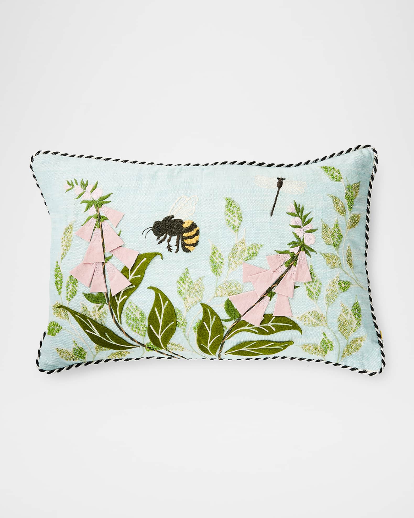 MacKenzie-Childs Floral & Bee Lumbar Throw Pillow, 22" x 14" | Neiman ...