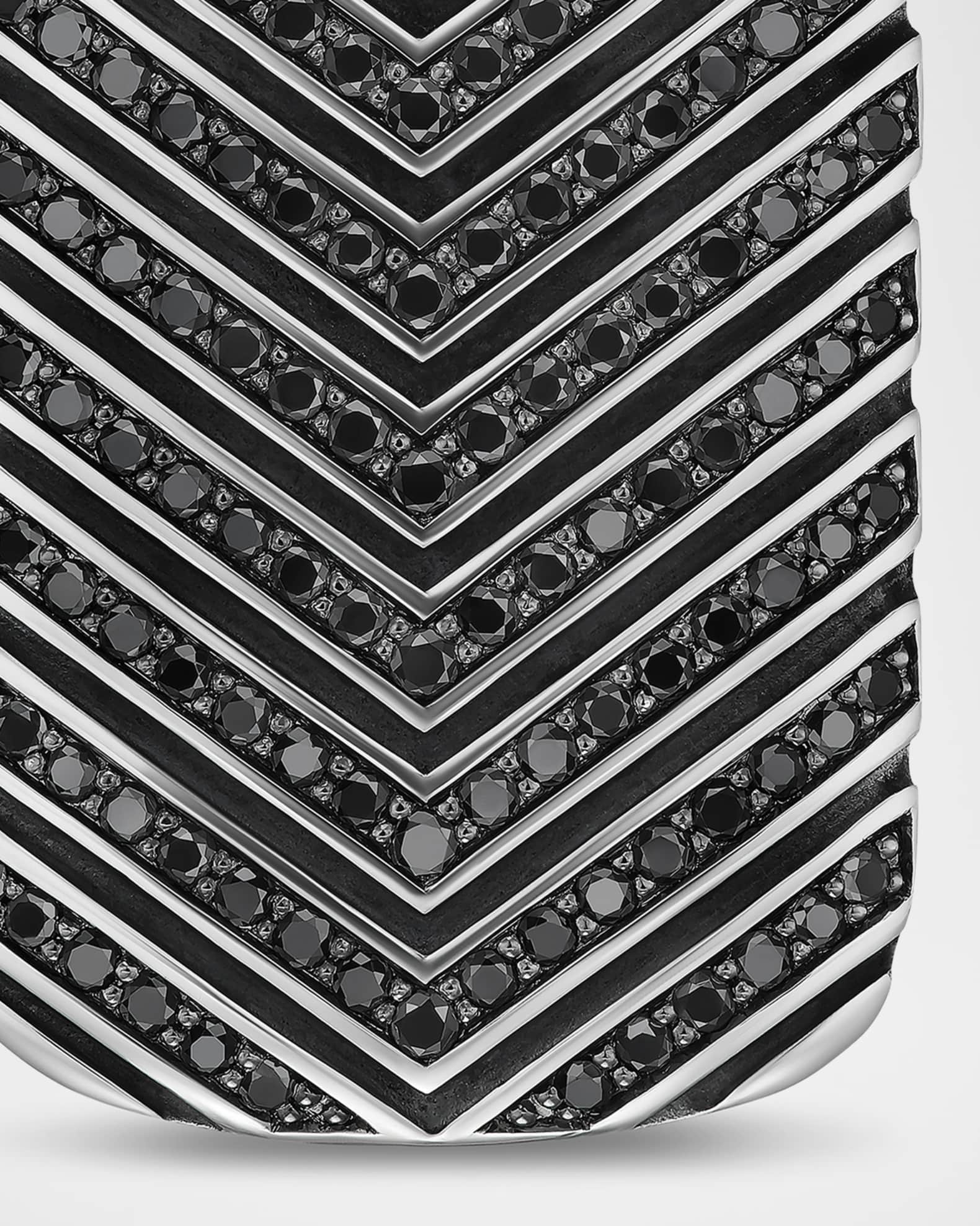 David Yurman Men's Chevron Tag Enhancer in Silver with Diamonds, 34mm ...