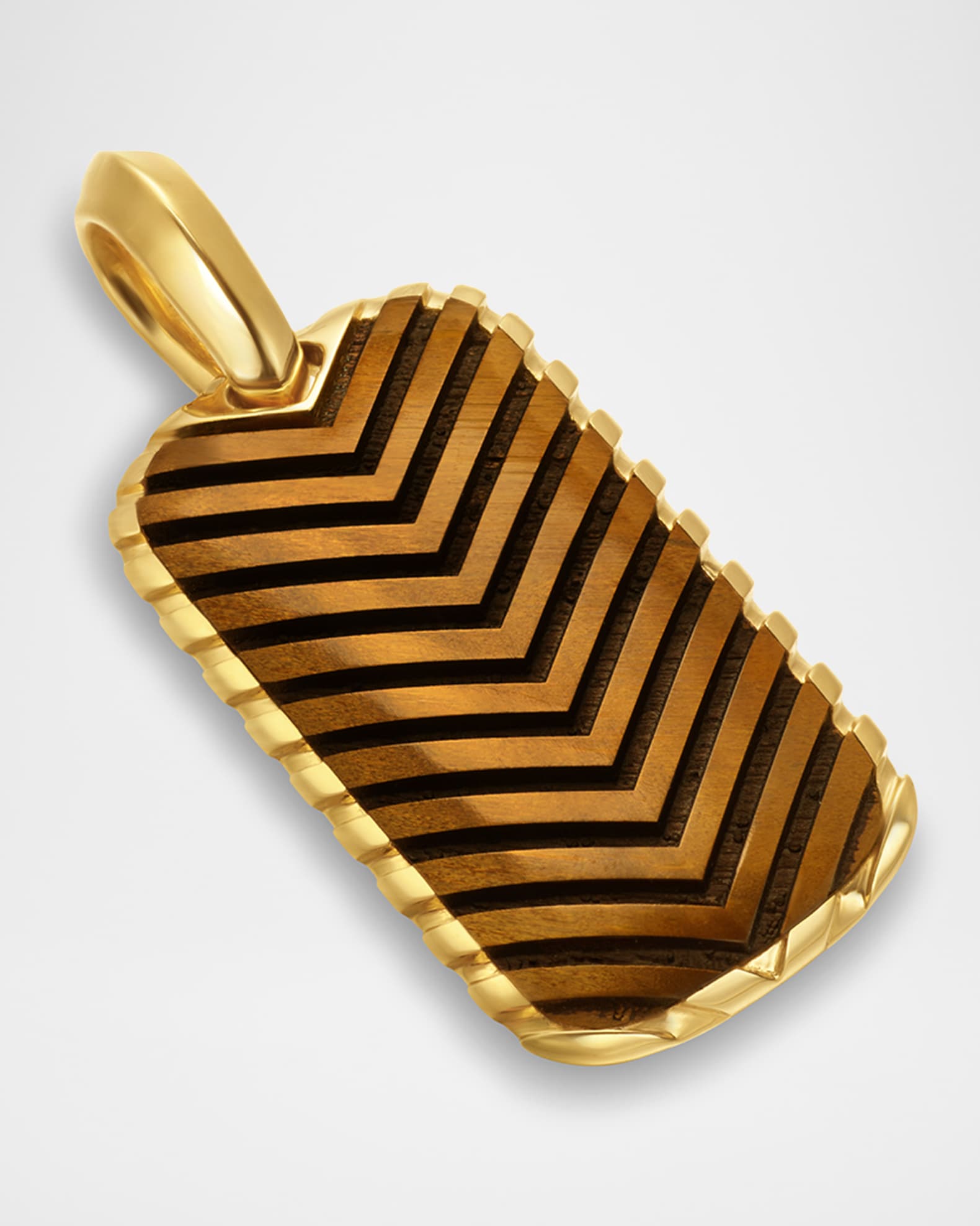 David Yurman Men's Chevron Tag Enhancer in 18K Gold with Tigers Eye ...