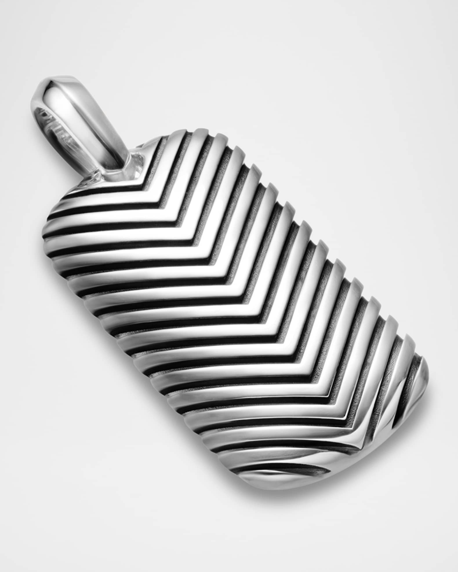 David Yurman Men's Chevron Tag Enhancer in Silver, 34mm | Neiman Marcus