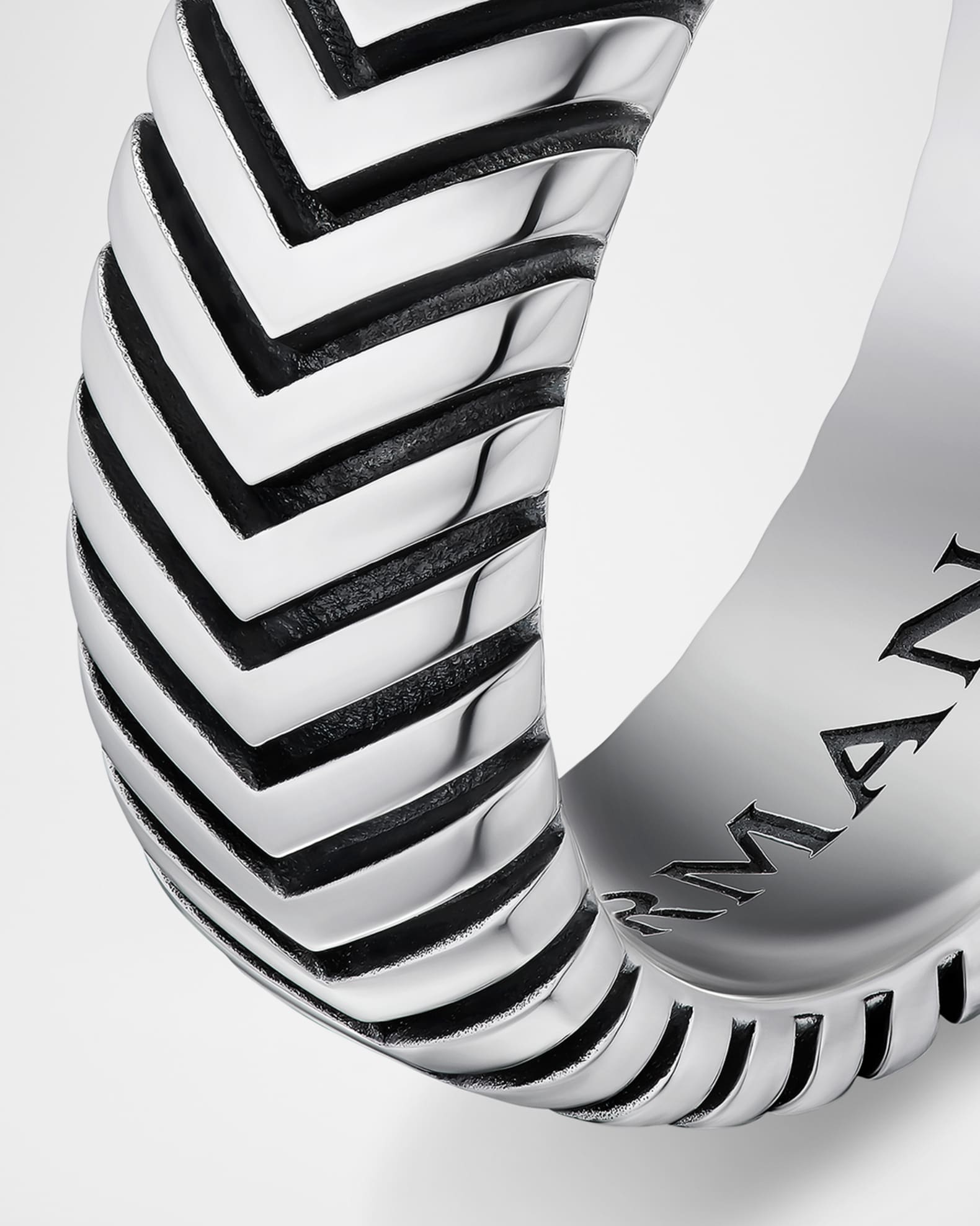 David Yurman Men's Chevron Band Ring in Silver, 8mm | Neiman Marcus