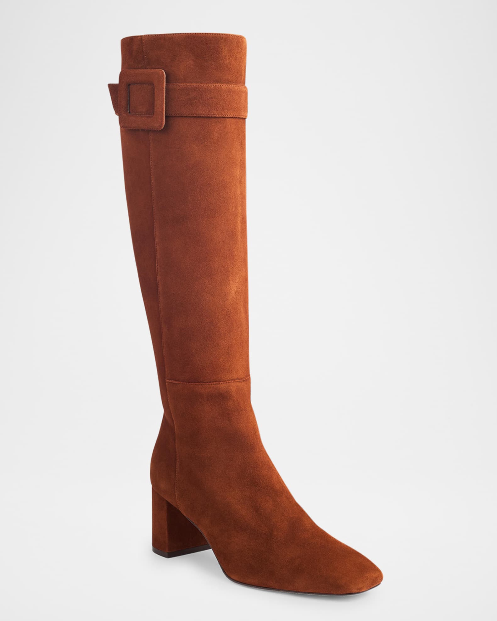 LK Bennett Carlotta Covered-Buckle Knee Boots | Neiman Marcus