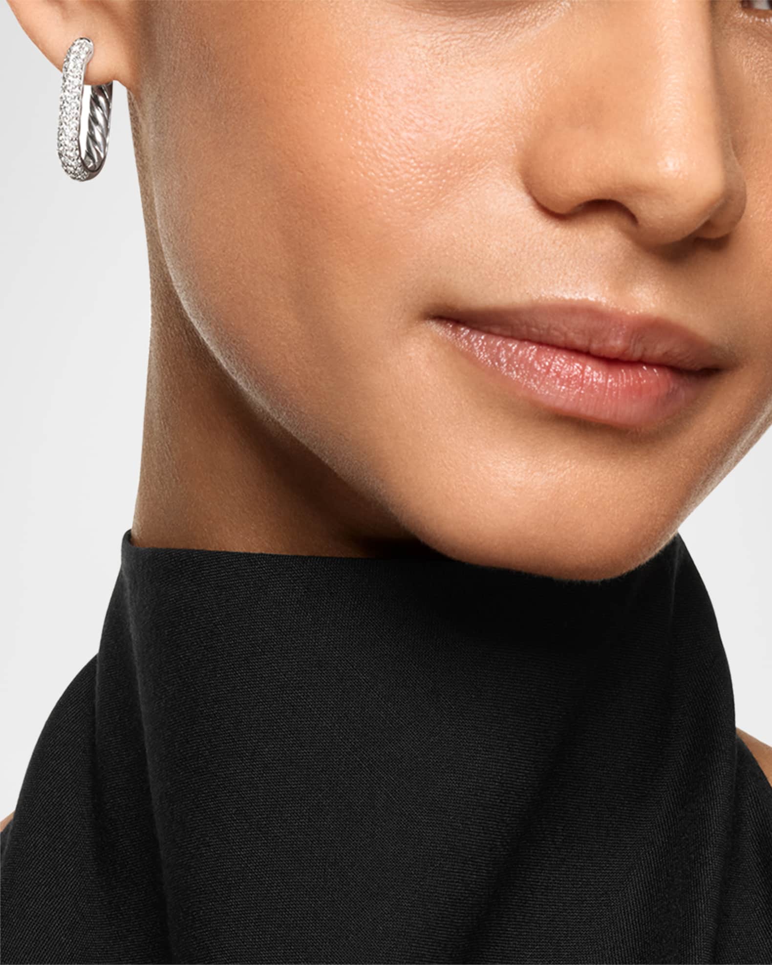 David Yurman DY Madison Cable Hoop Earrings with Diamonds in Silver, 1 ...