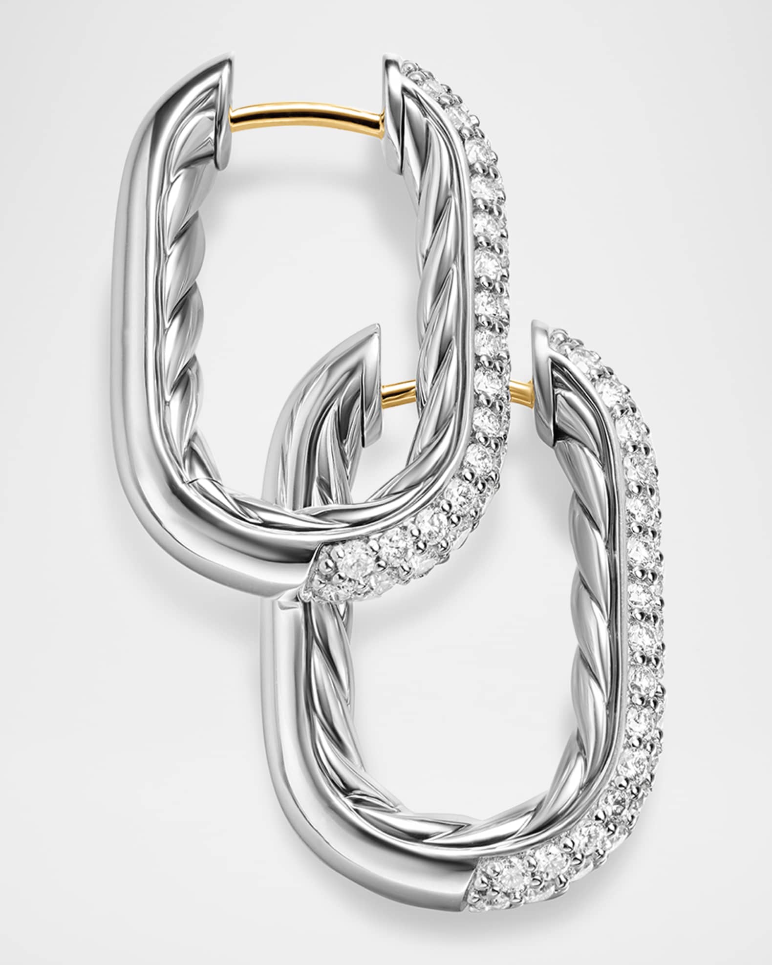 David Yurman DY Madison Cable Hoop Earrings with Diamonds in Silver, 1 ...