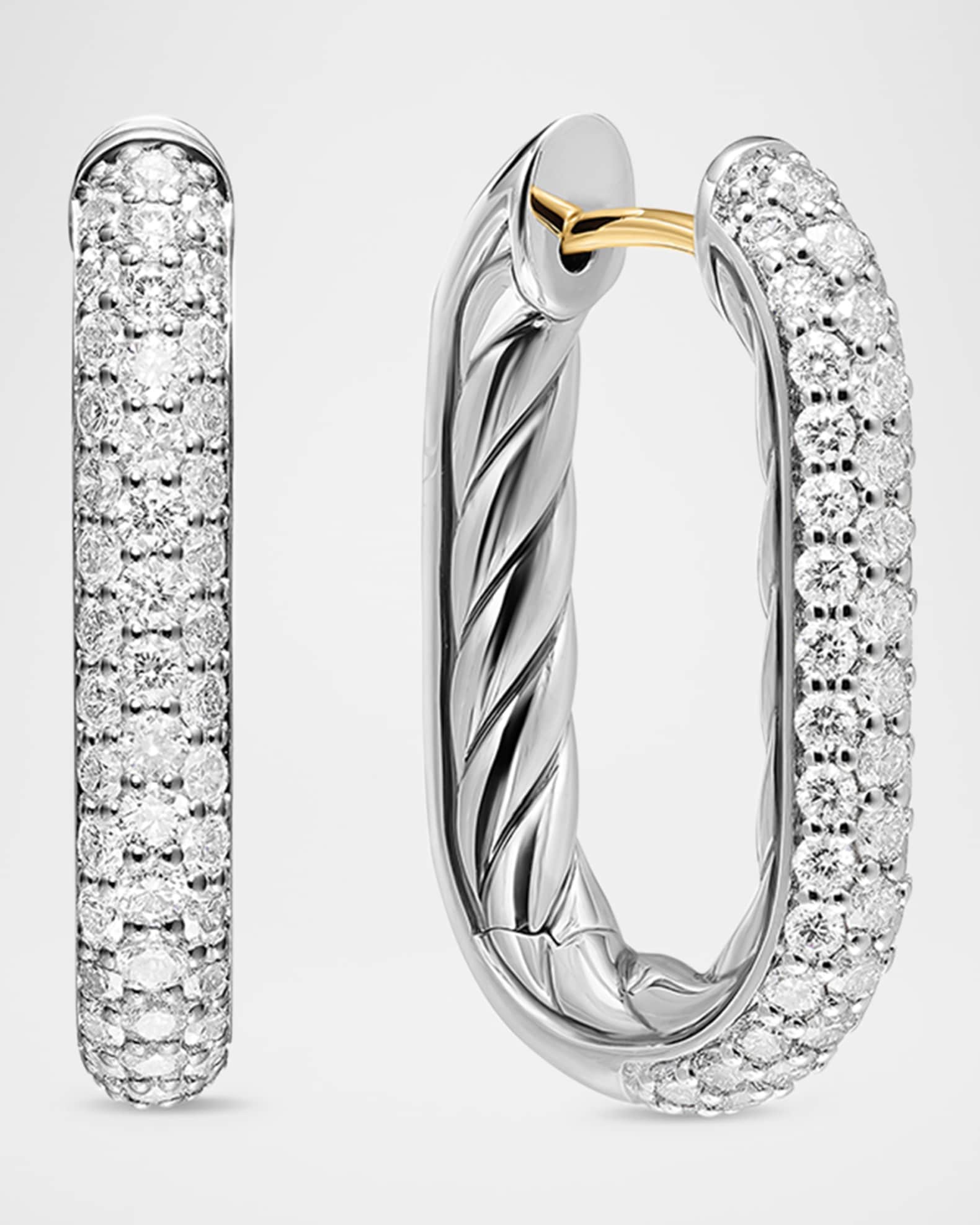 David Yurman DY Madison Cable Hoop Earrings with Diamonds in Silver, 1 ...