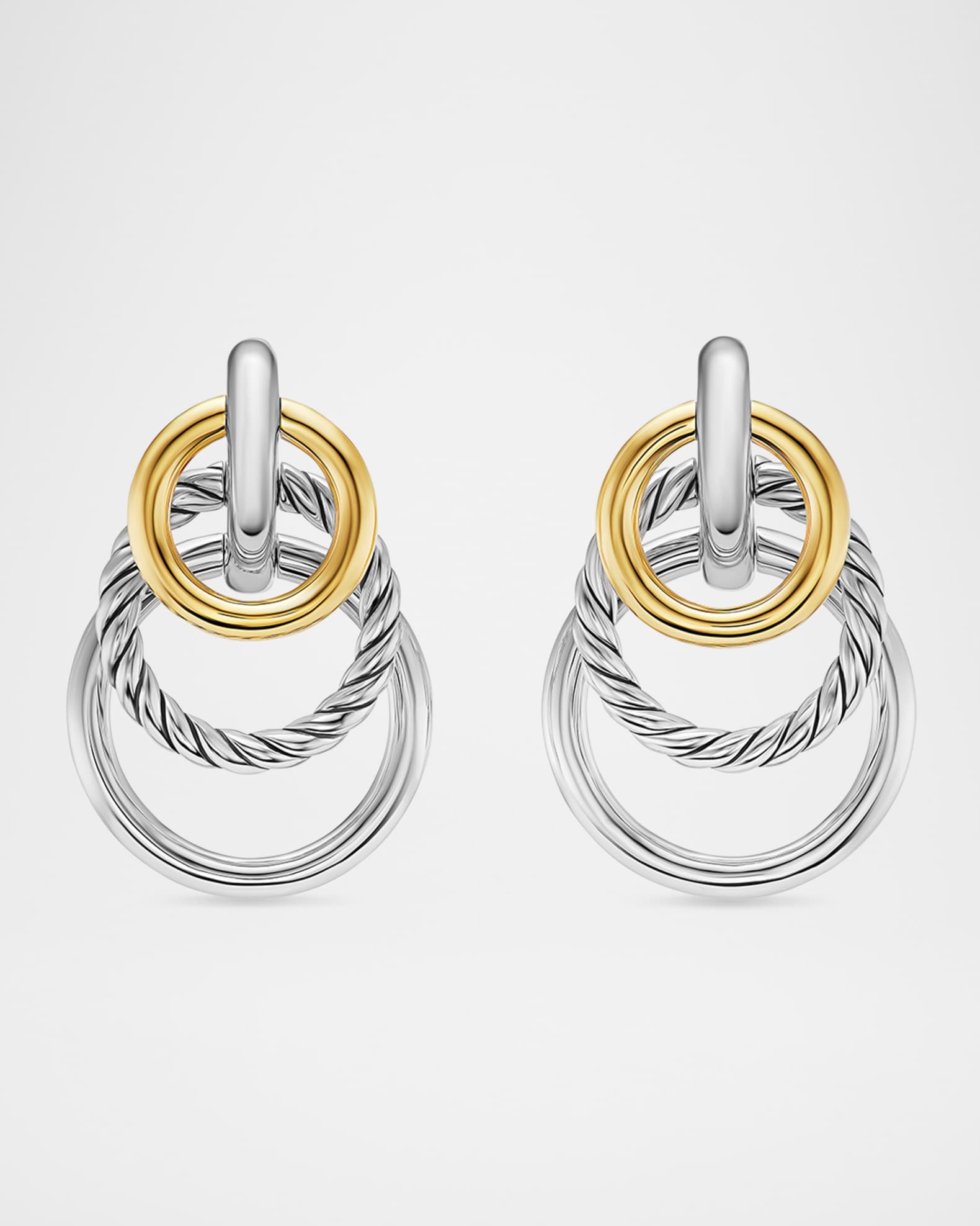 David Yurman DY Mercer Triple Ring Earrings in Silver with 18K Gold ...