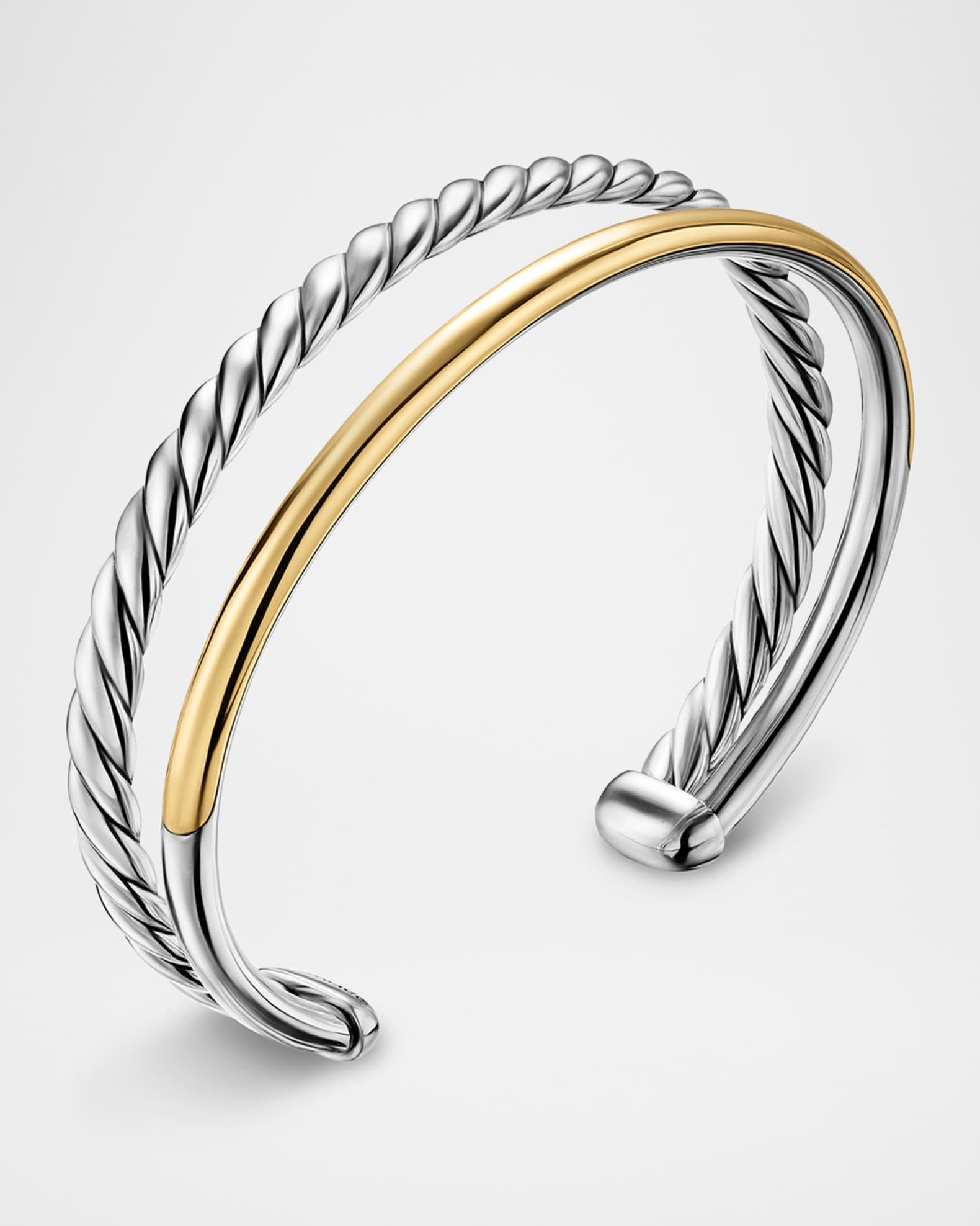 David Yurman DY Mercer 2-Row Bracelet in Silver with 18K Gold, 8mm ...