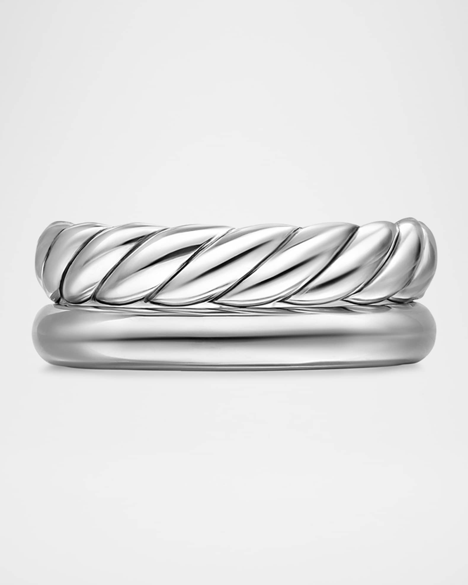 David Yurman DY Mercer 2-Row Ring in Silver, 8mm | Neiman Marcus