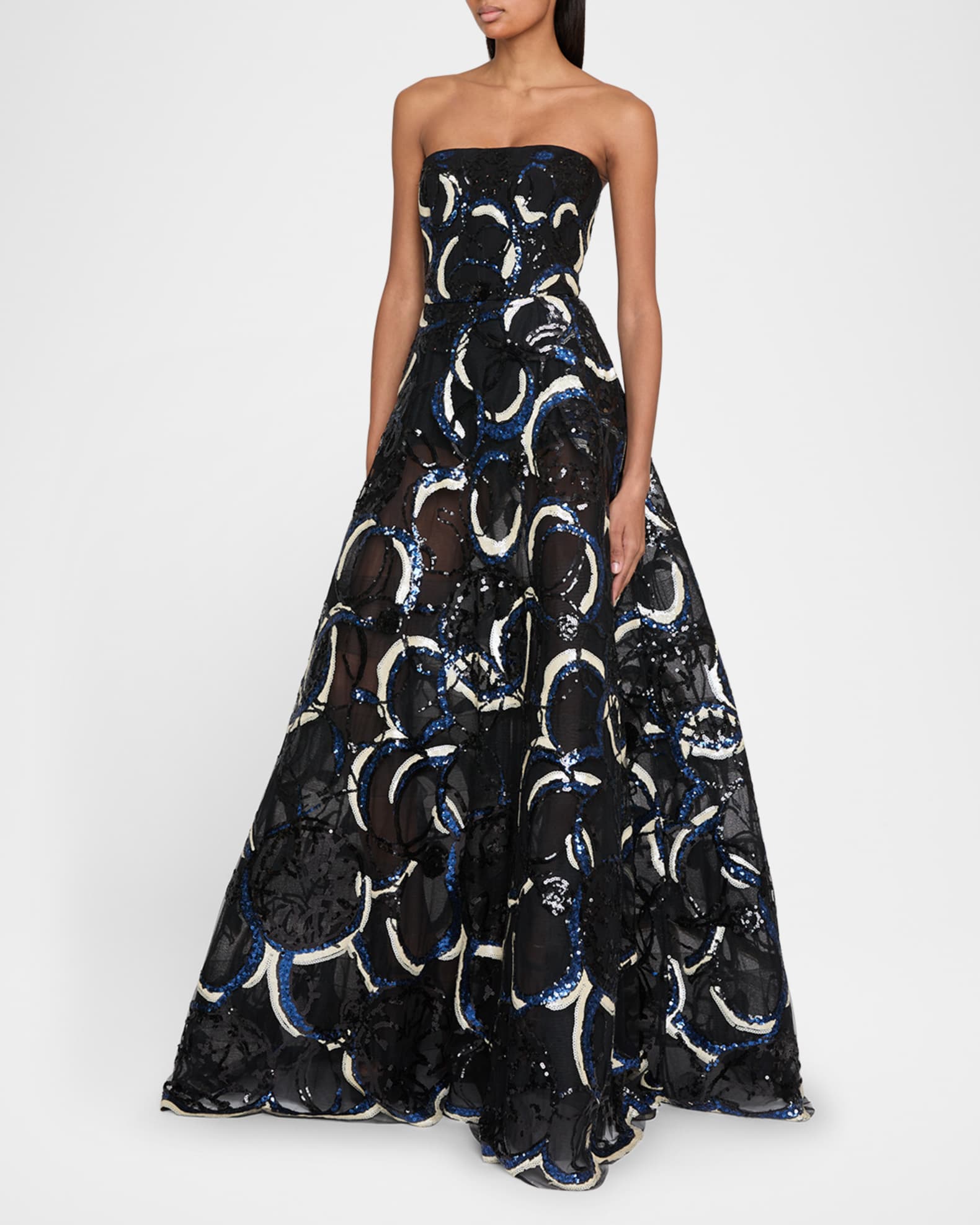 Elie Saab Sequined Tulle Strapless Gown | Neiman Marcus