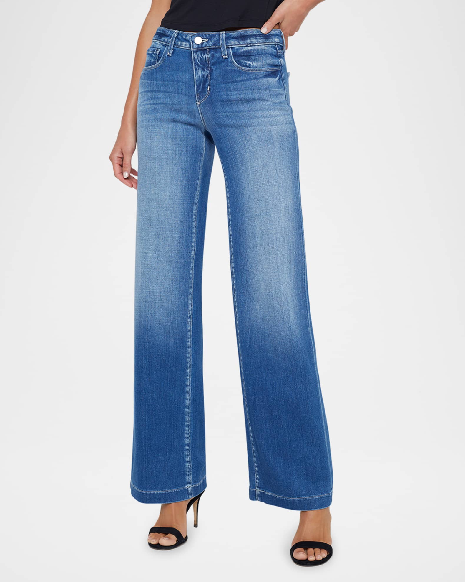 L'Agence Joanne Low-Rise Wide-Leg Jeans | Neiman Marcus