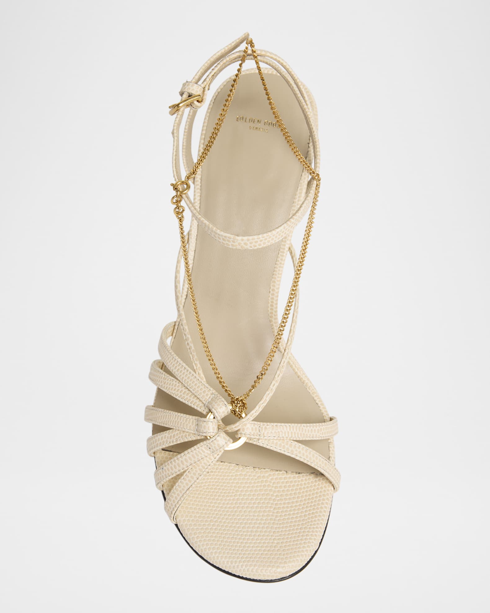 Golden Goose Nico Strappy Chain Python-Embossed Sandals | Neiman Marcus