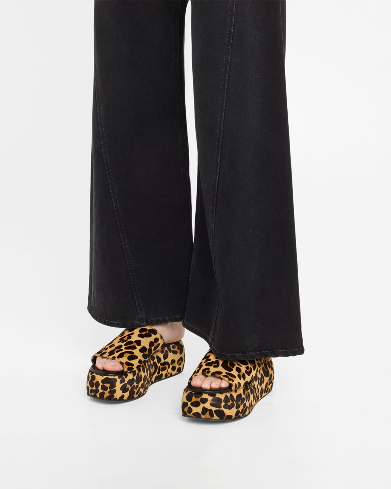 SIMONMILLER Leopard-Print Faux Fur Platform Sandals | Neiman Marcus