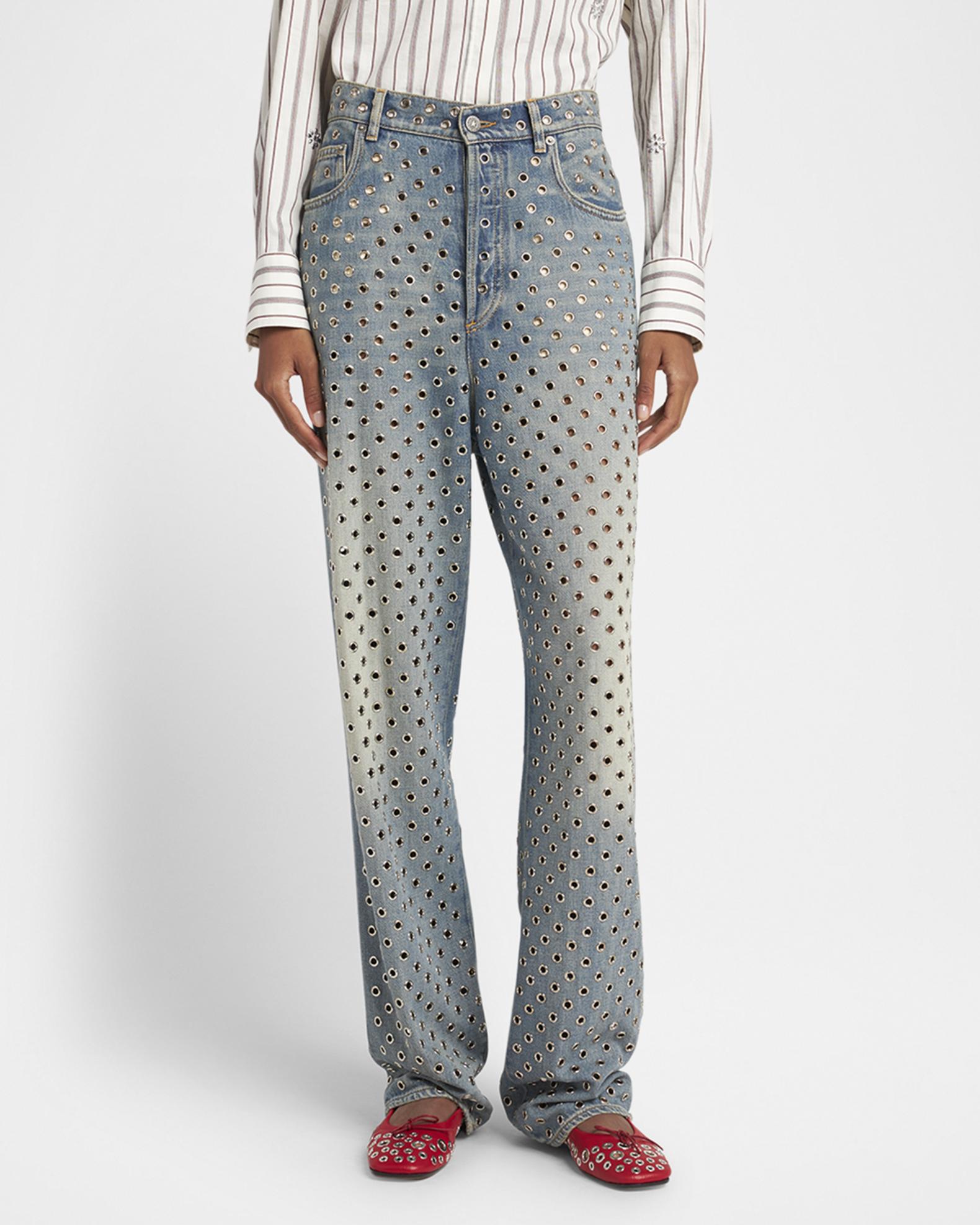 Golden Goose Kim Grommet Sandwash Denim Straight-Leg Jeans | Neiman Marcus