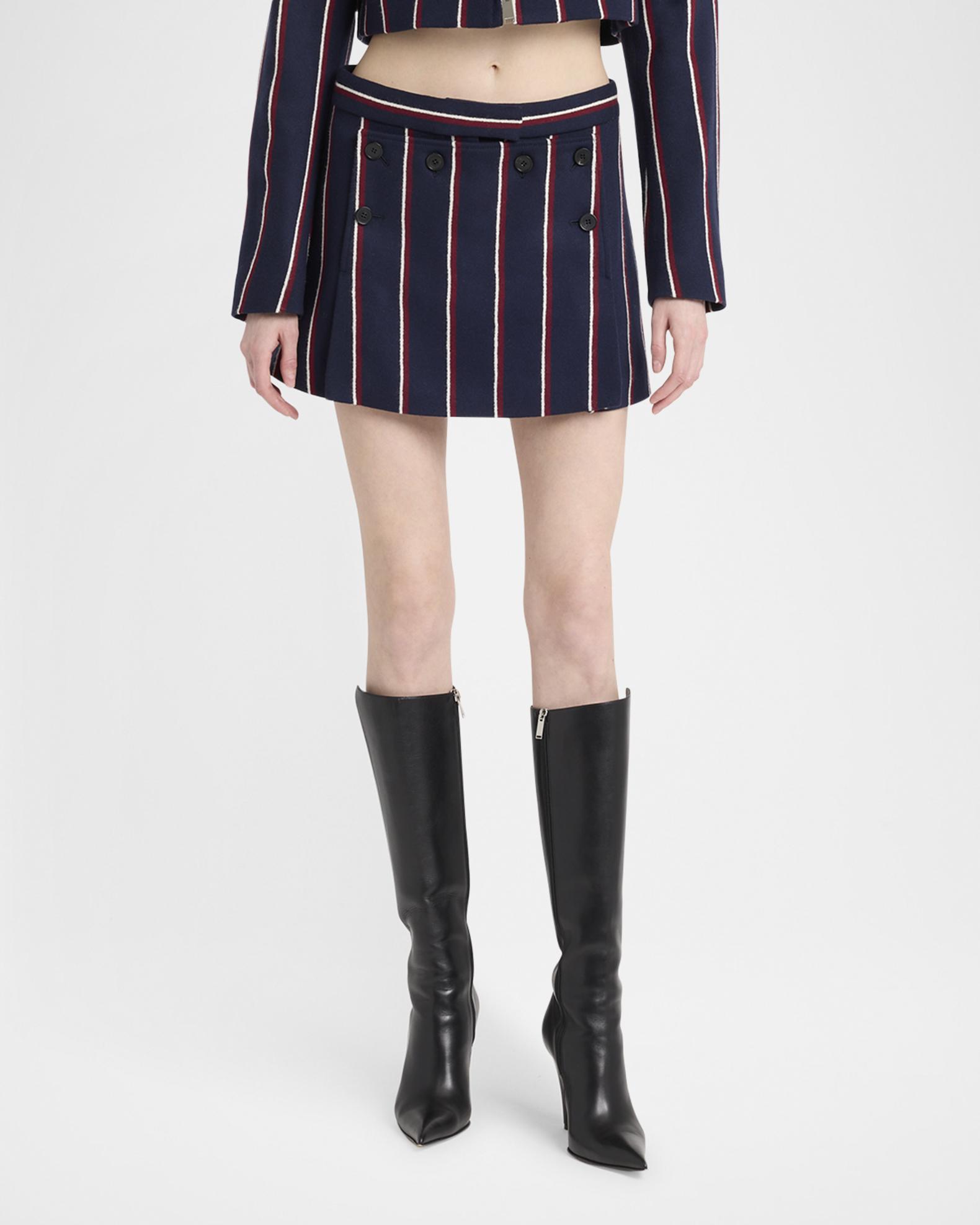 McQueen Button-Front Striped Mini Skirt | Neiman Marcus