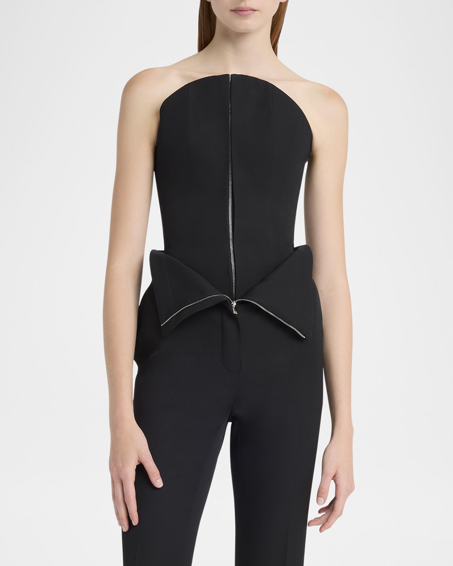 McQueen Curved Strapless Zip-Front Bustier Top | Neiman Marcus