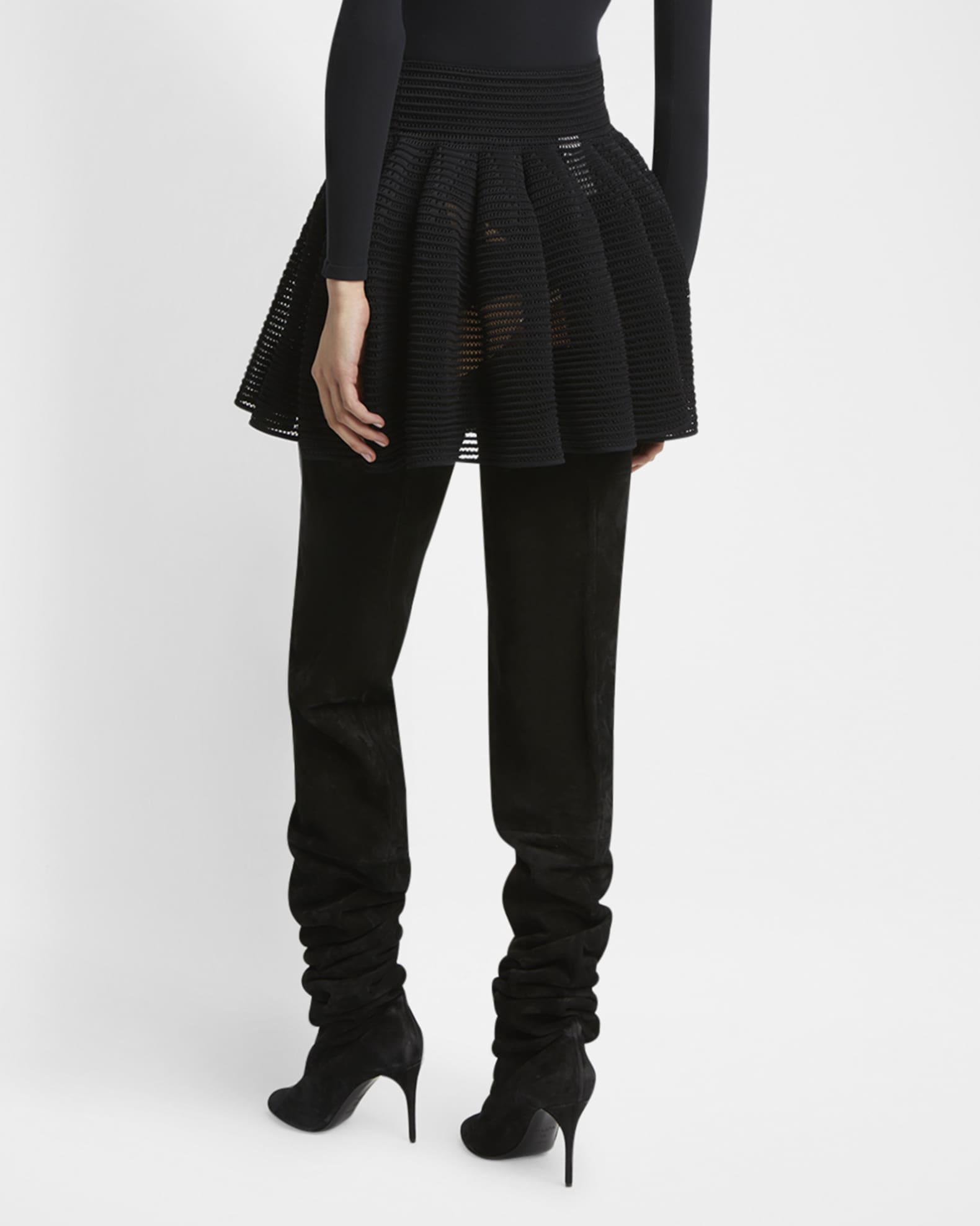 ALAIA Pleated Crinoline Mini Skirt | Neiman Marcus