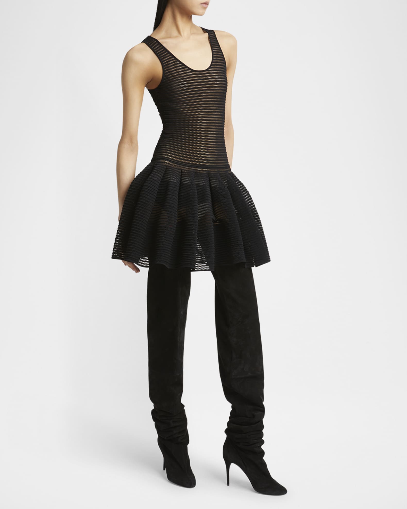 ALAIA Crinoline Flared Mini Dress | Neiman Marcus