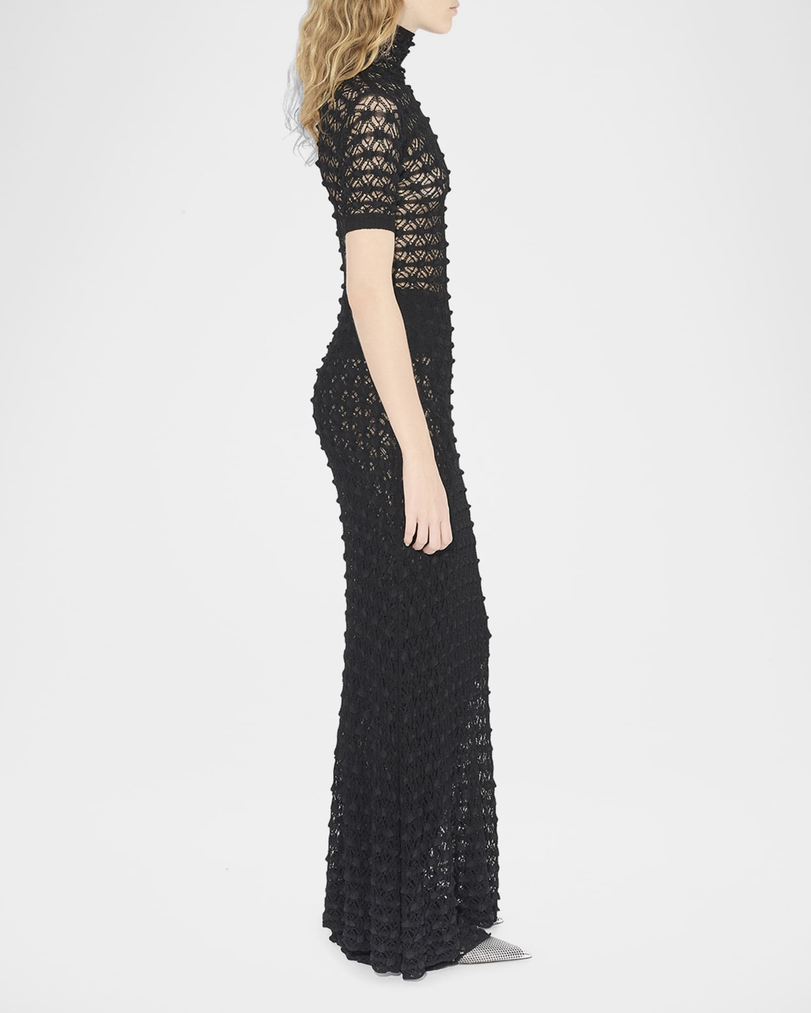ALAIA Geometric Lace Sheer Flared Pants | Neiman Marcus