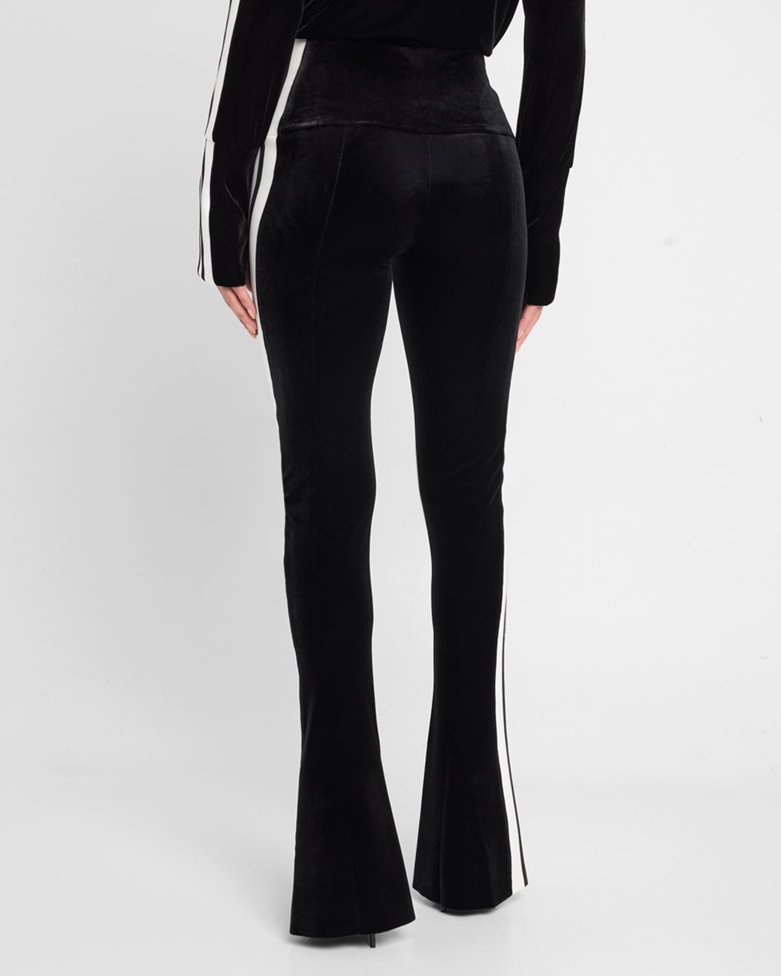 Norma Kamali Velvet Side Stripe Spat Leggings | Neiman Marcus