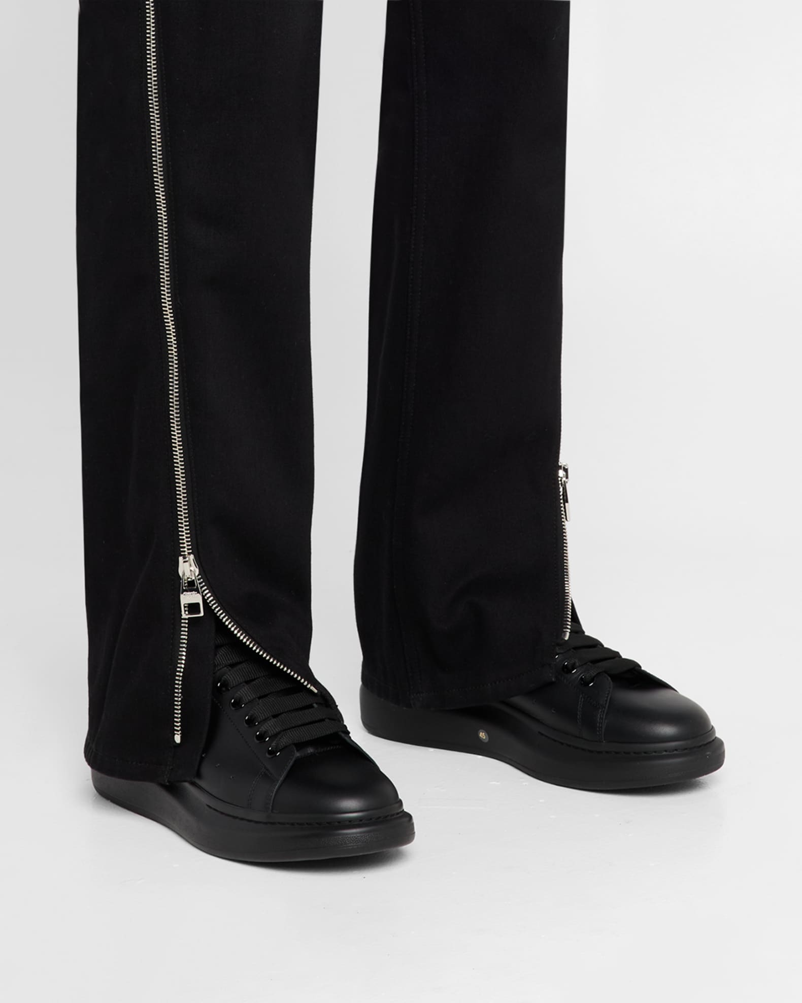 McQueen Men's Leather and Python Oversized Sneakers | Neiman Marcus