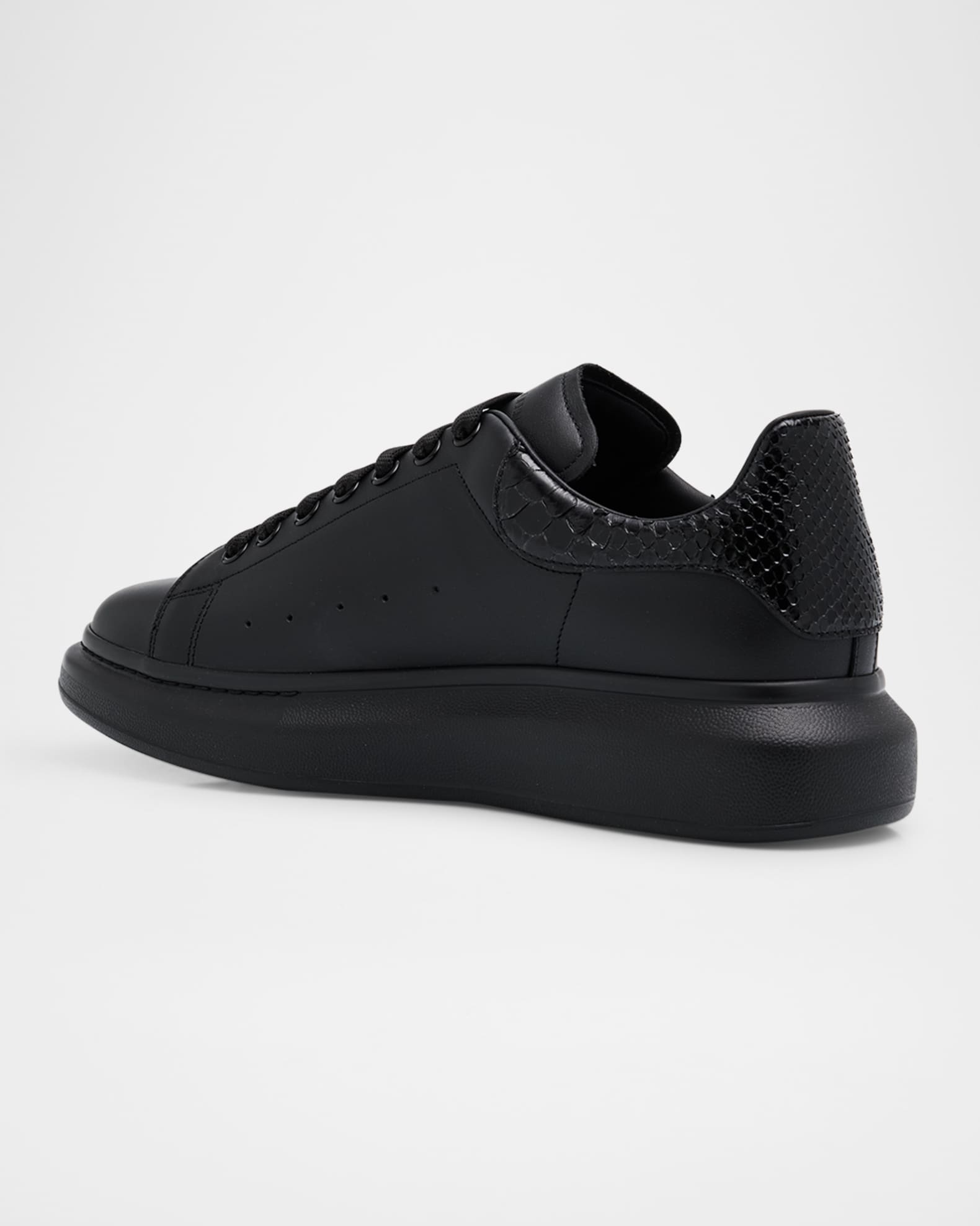 McQueen Men's Leather and Python Oversized Sneakers | Neiman Marcus