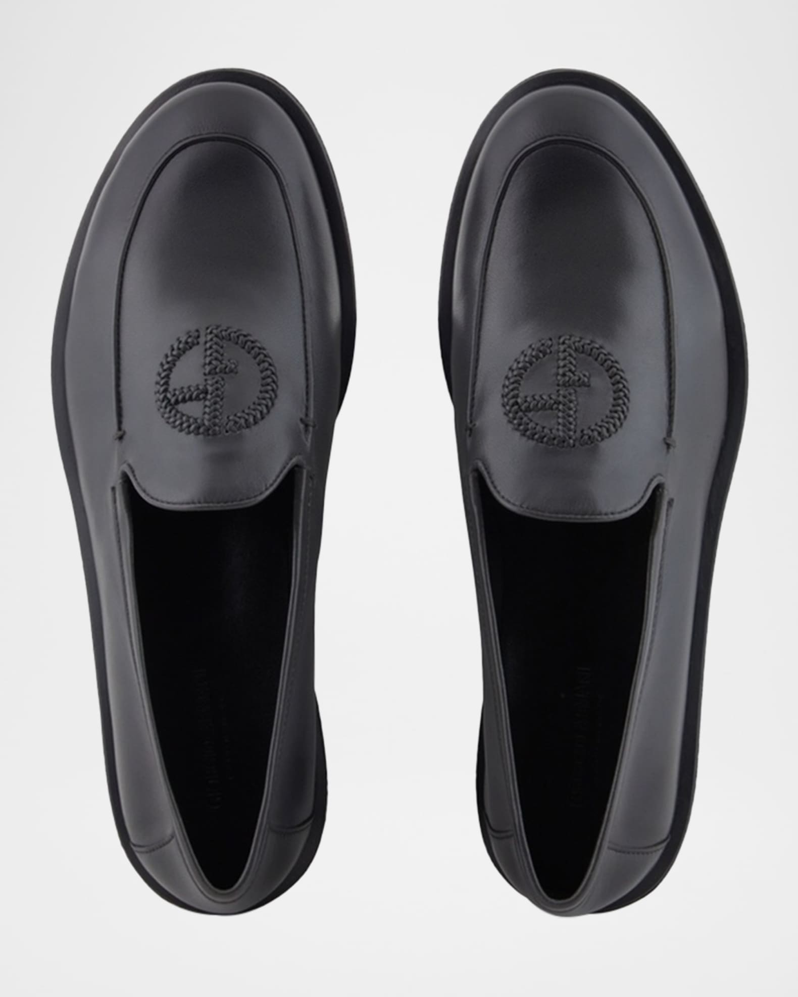 Giorgio Armani Men's Leather Monogram Smoking Slippers | Neiman Marcus