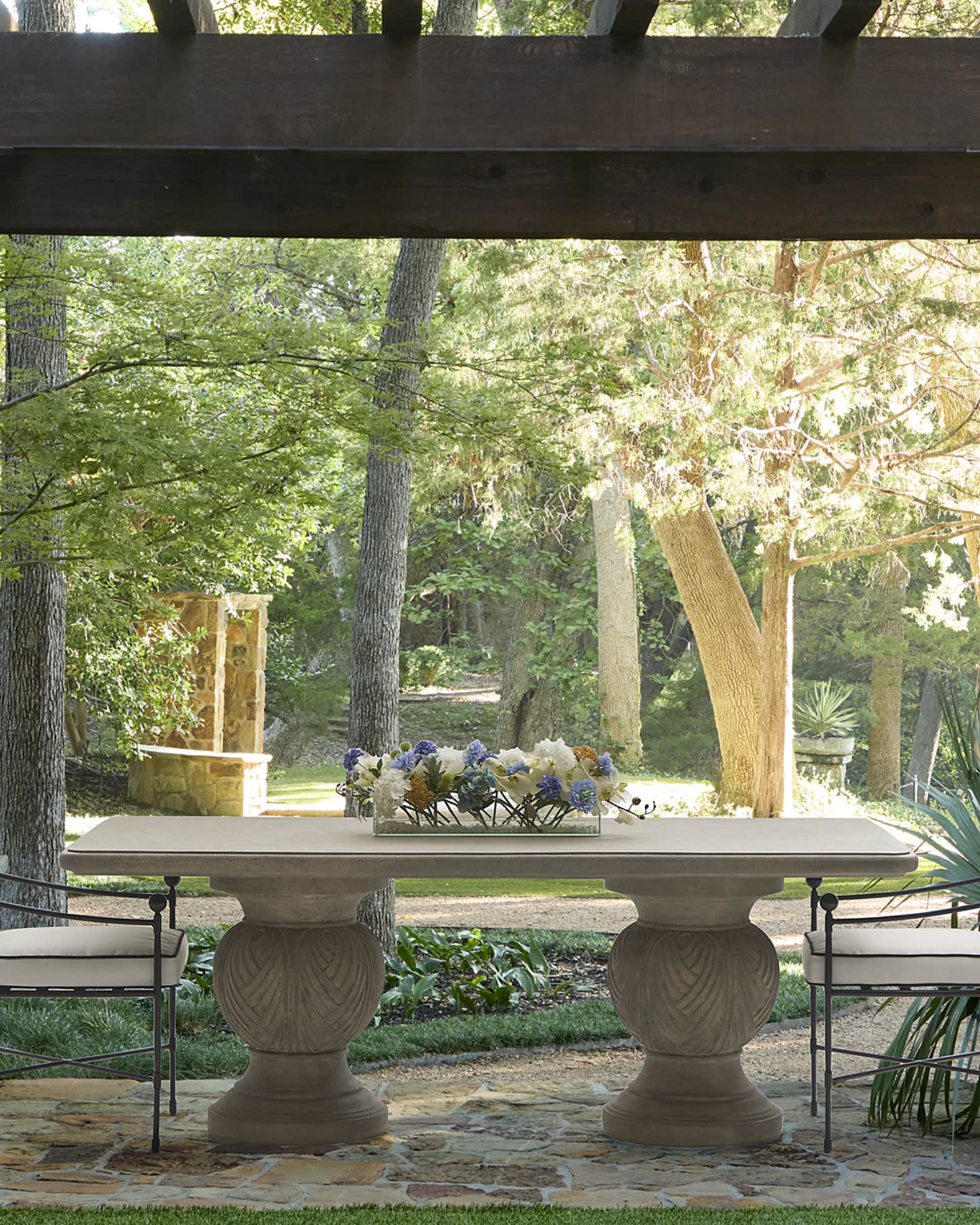 Neiman Marcus Double Pedestal Outdoor Dining Table | Neiman Marcus