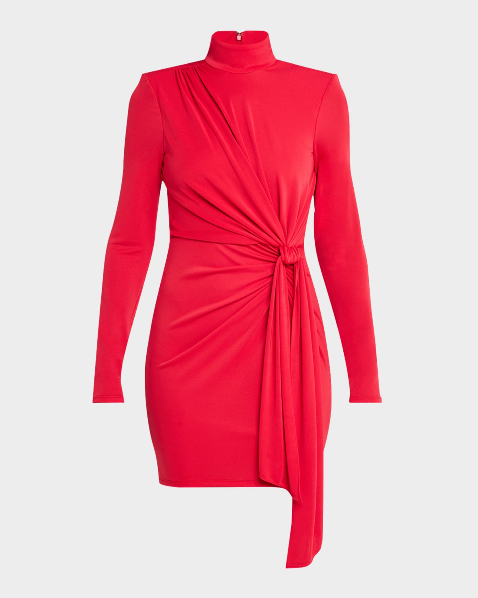Cinq a Sept Joelene Long-Sleeve Gathered Knot Mini Dress | Neiman Marcus