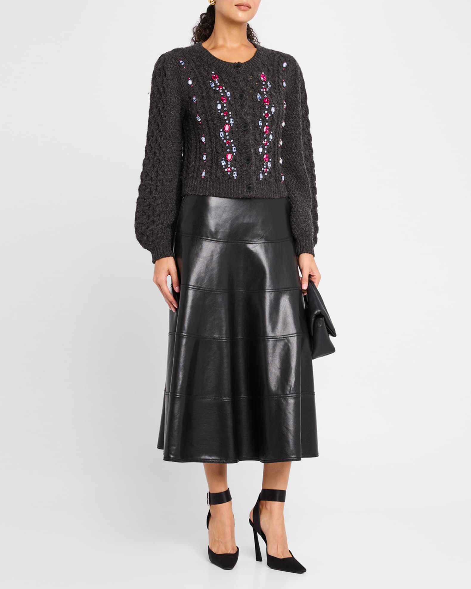 Cinq a Sept Joelle Embellished Cable-Knit Cardigan | Neiman Marcus