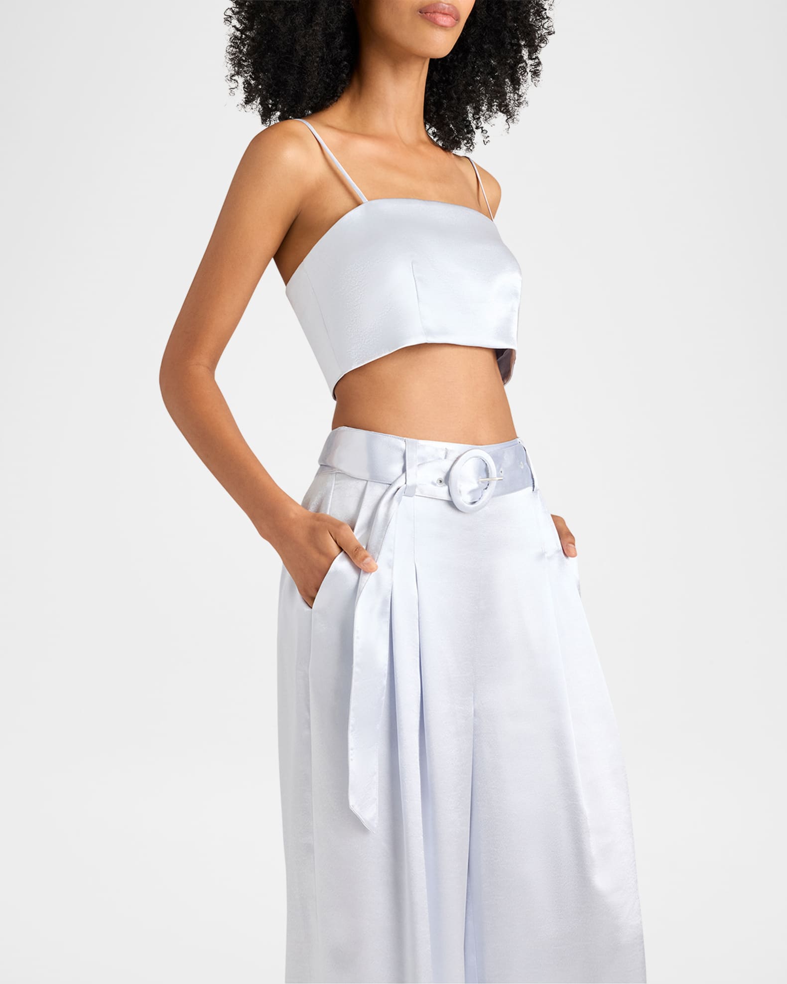 Cinq a Sept Nikki Satin Crop Top | Neiman Marcus