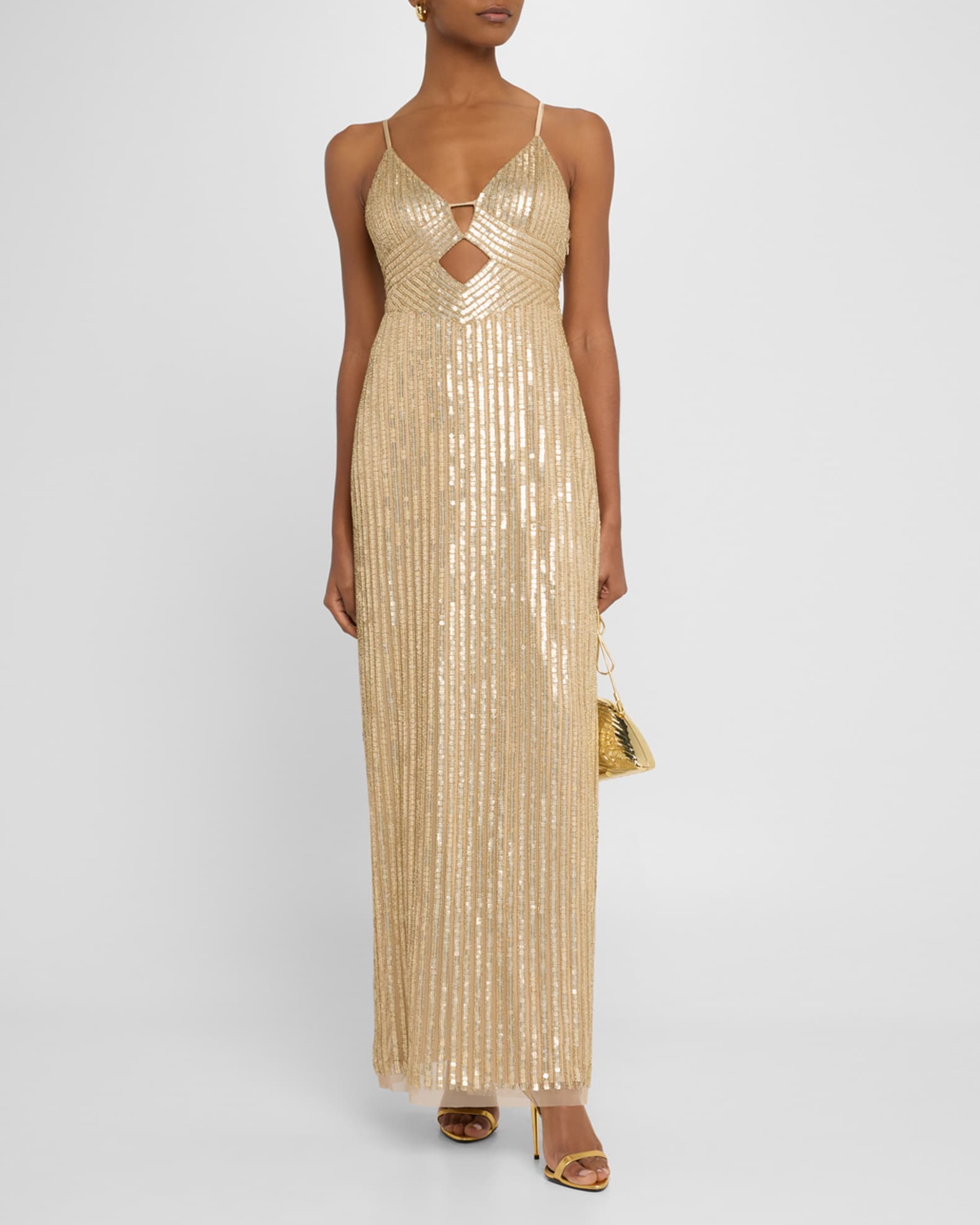 Liv Foster Madelyn Cutout Bead & Sequin Gown | Neiman Marcus