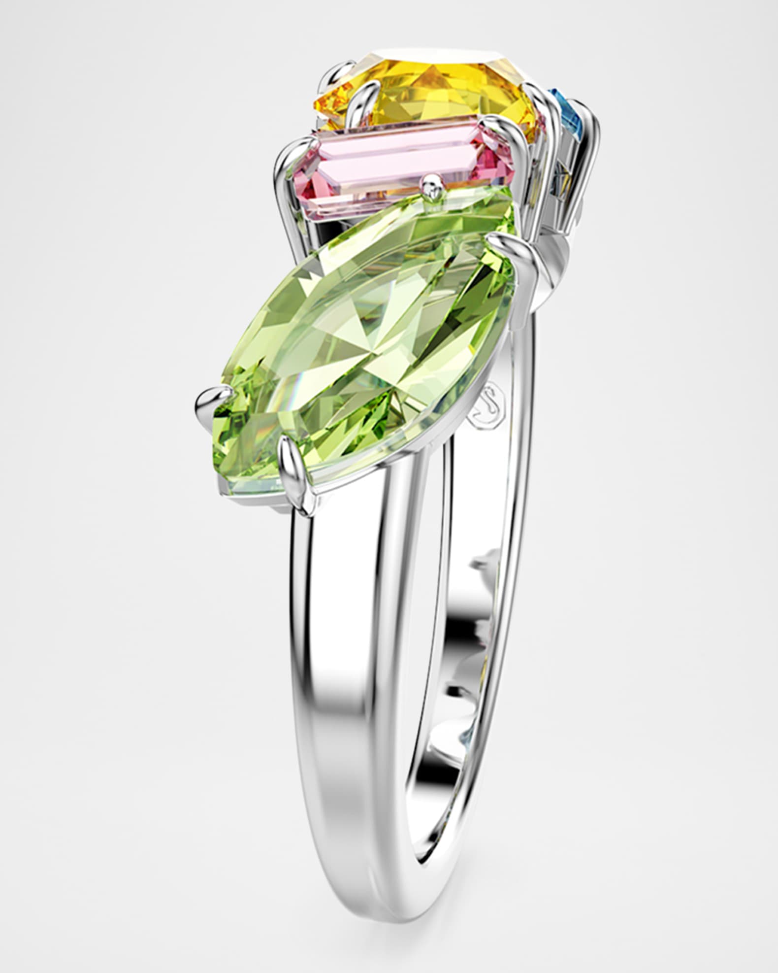 SWAROVSKI Gema Rhodium-Plated Mix-Cut Multicolored Crystal Band Ring ...
