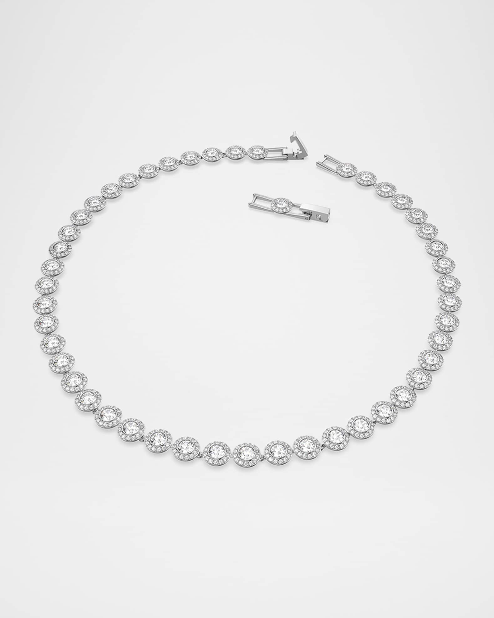 SWAROVSKI Angelic Rhodium Plated Round Cut Crystal Necklace Neiman Marcus