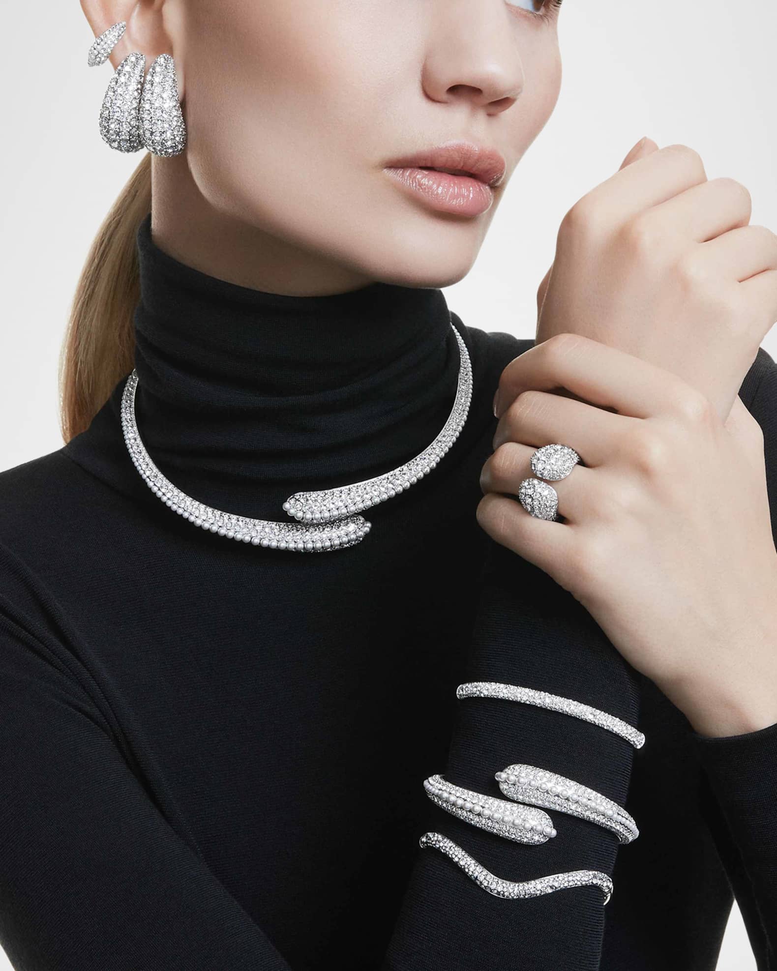 SWAROVSKI Sublima Rhodium-Plated Crystal Pearl and Pave Crystal ...