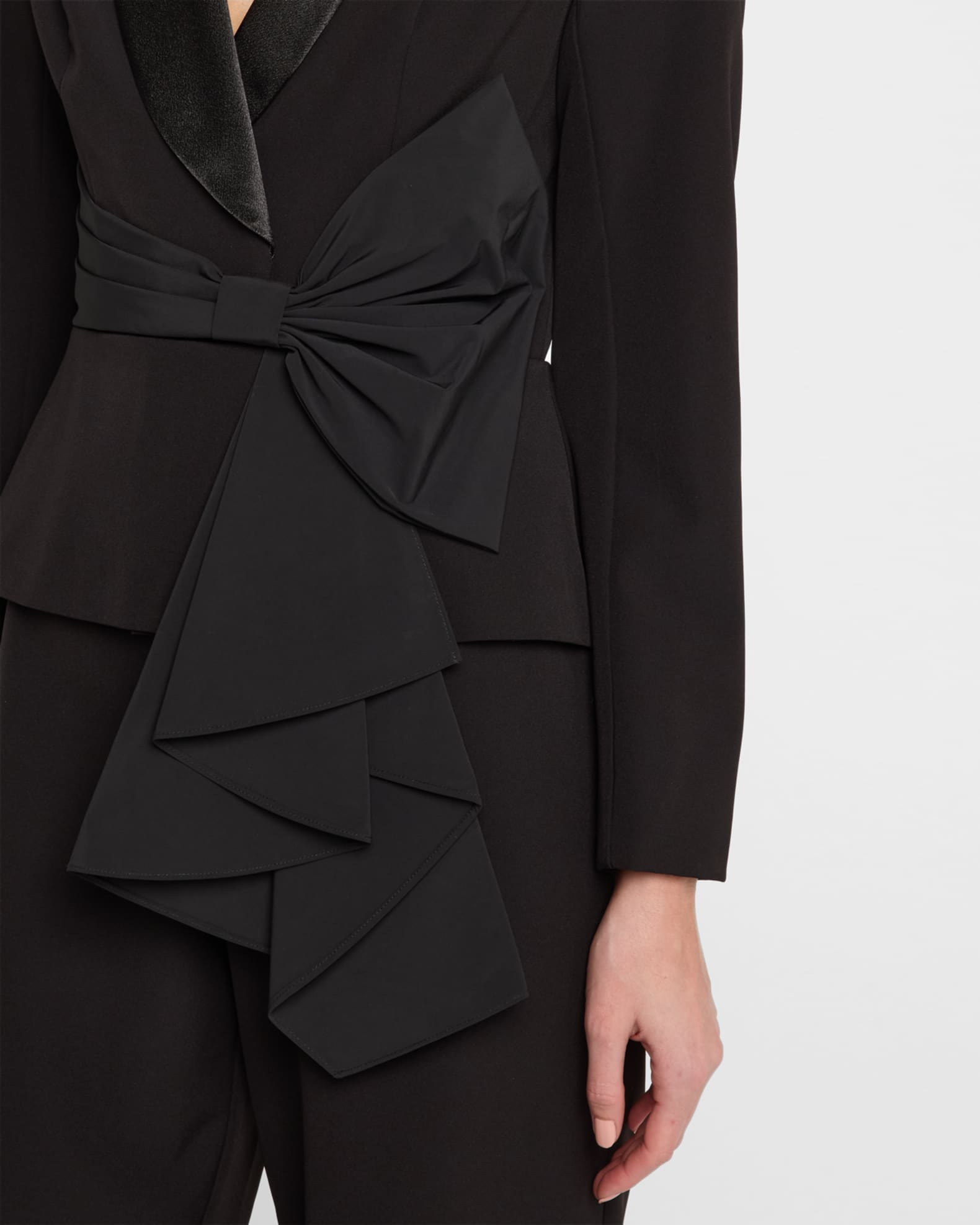 Aidan Mattox Straight-Leg Bow Stretch Crepe Jumpsuit | Neiman Marcus